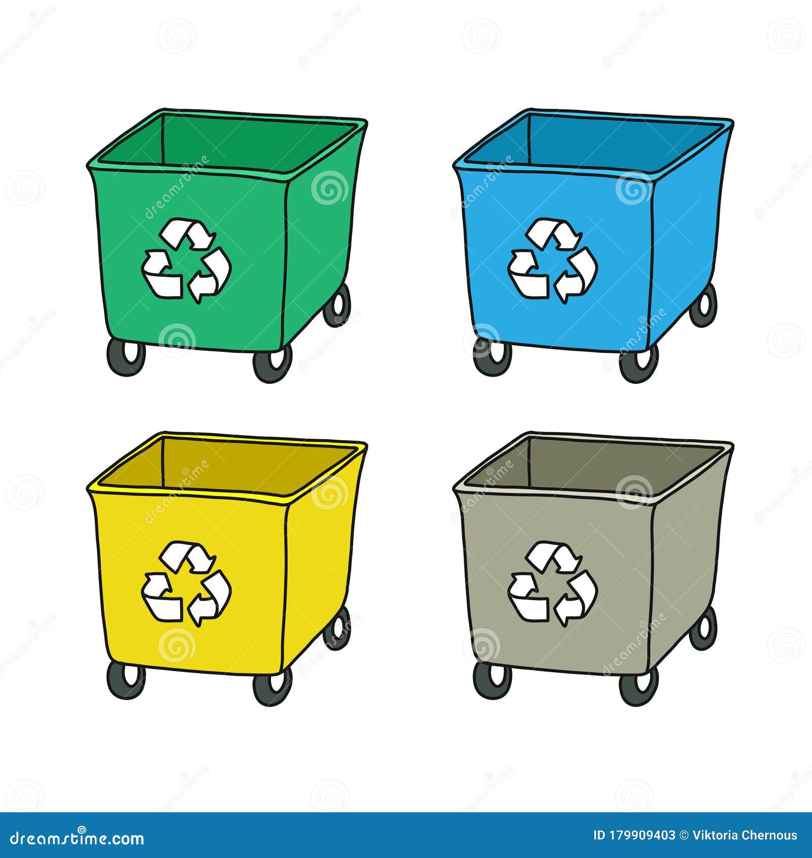 Recycling Garbage Bin Doodle Icon, Vector Illustration Stock ...