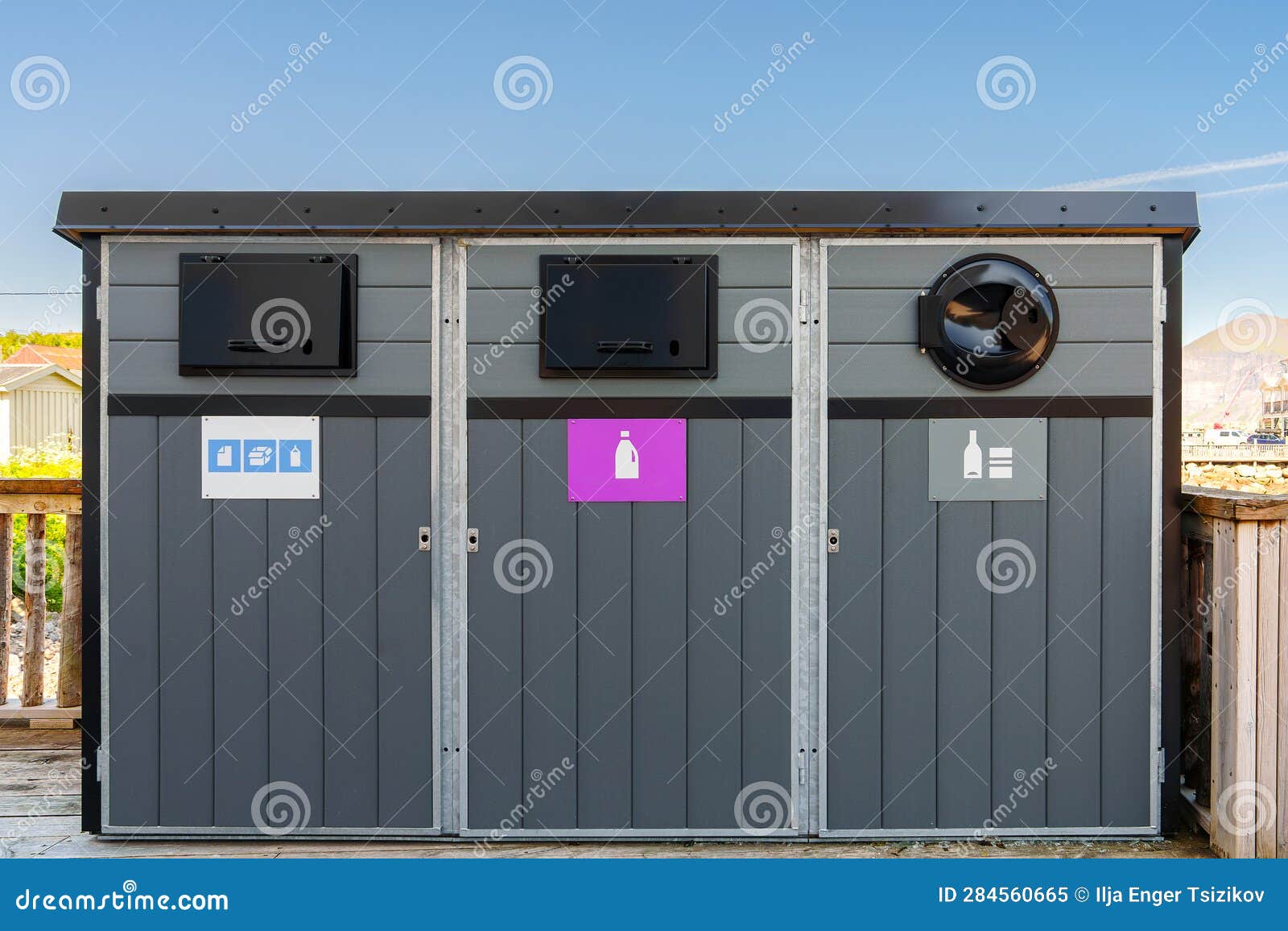 Recycling Garbage Bins Waste Sorting Concept Garbage Collector on the ...