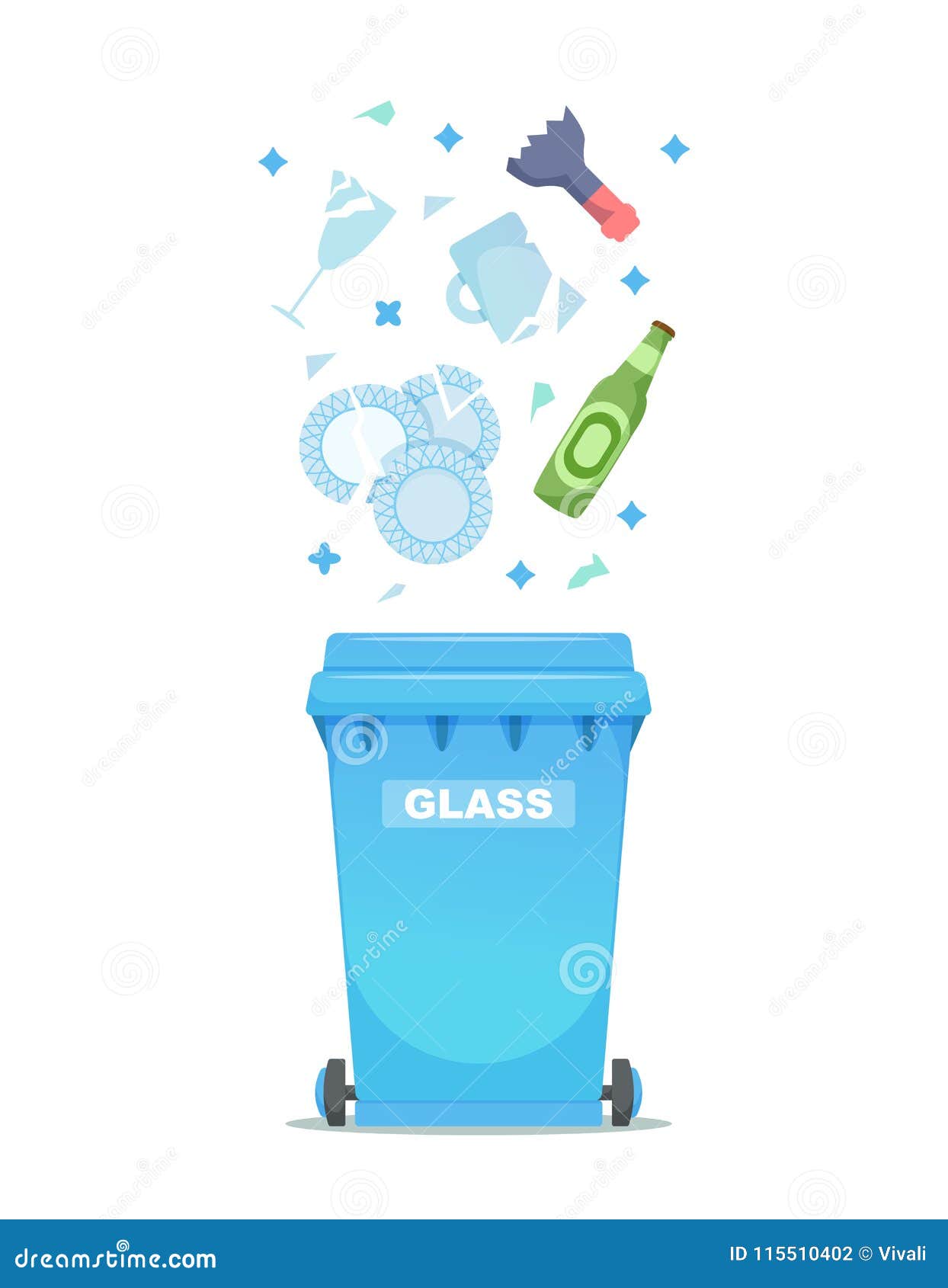 Recycling Garbage Icon, Glass Trash Container. Stock Vector ...