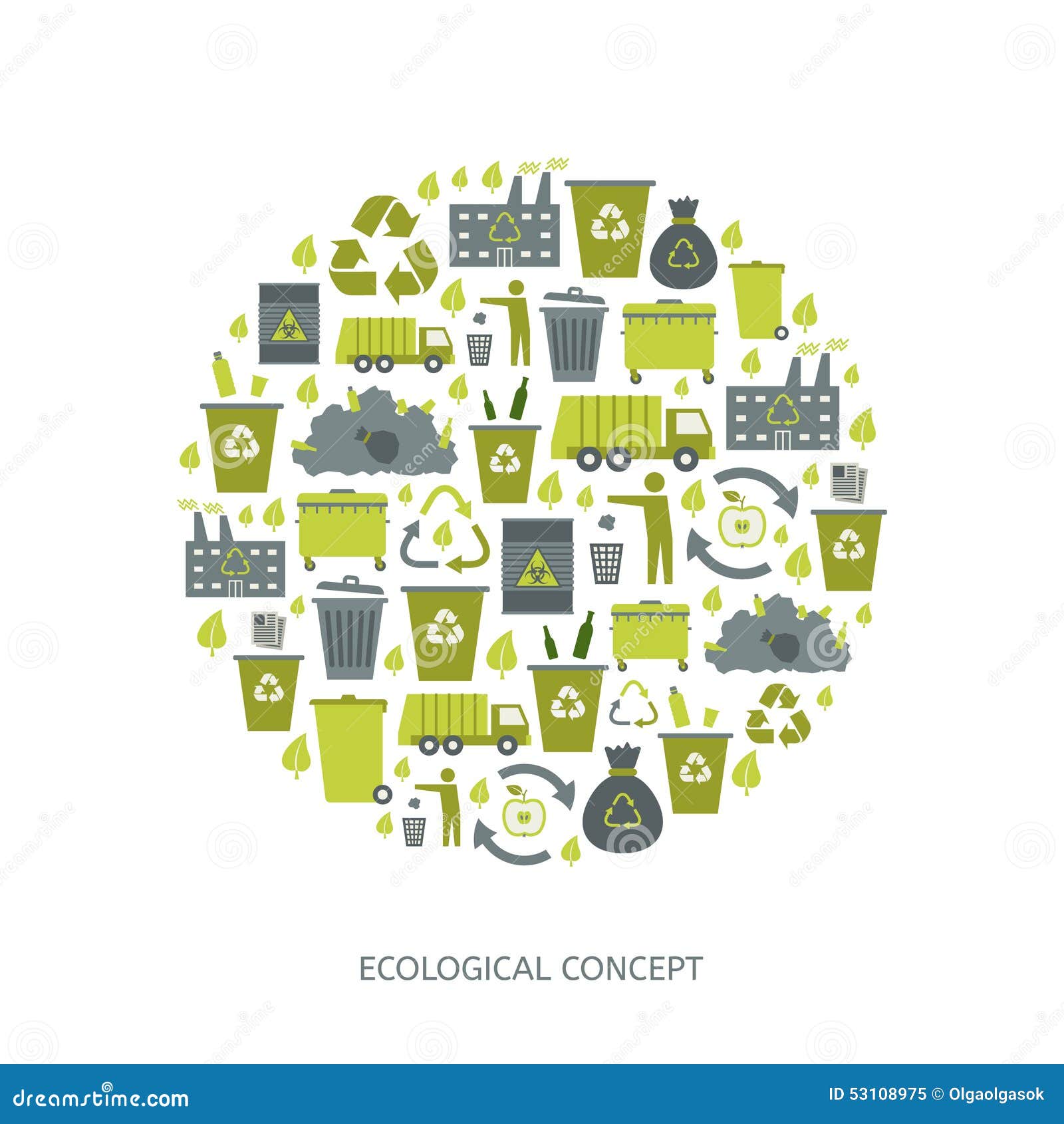 Recycling garbage icons stock vector. Illustration of dump - 53108975