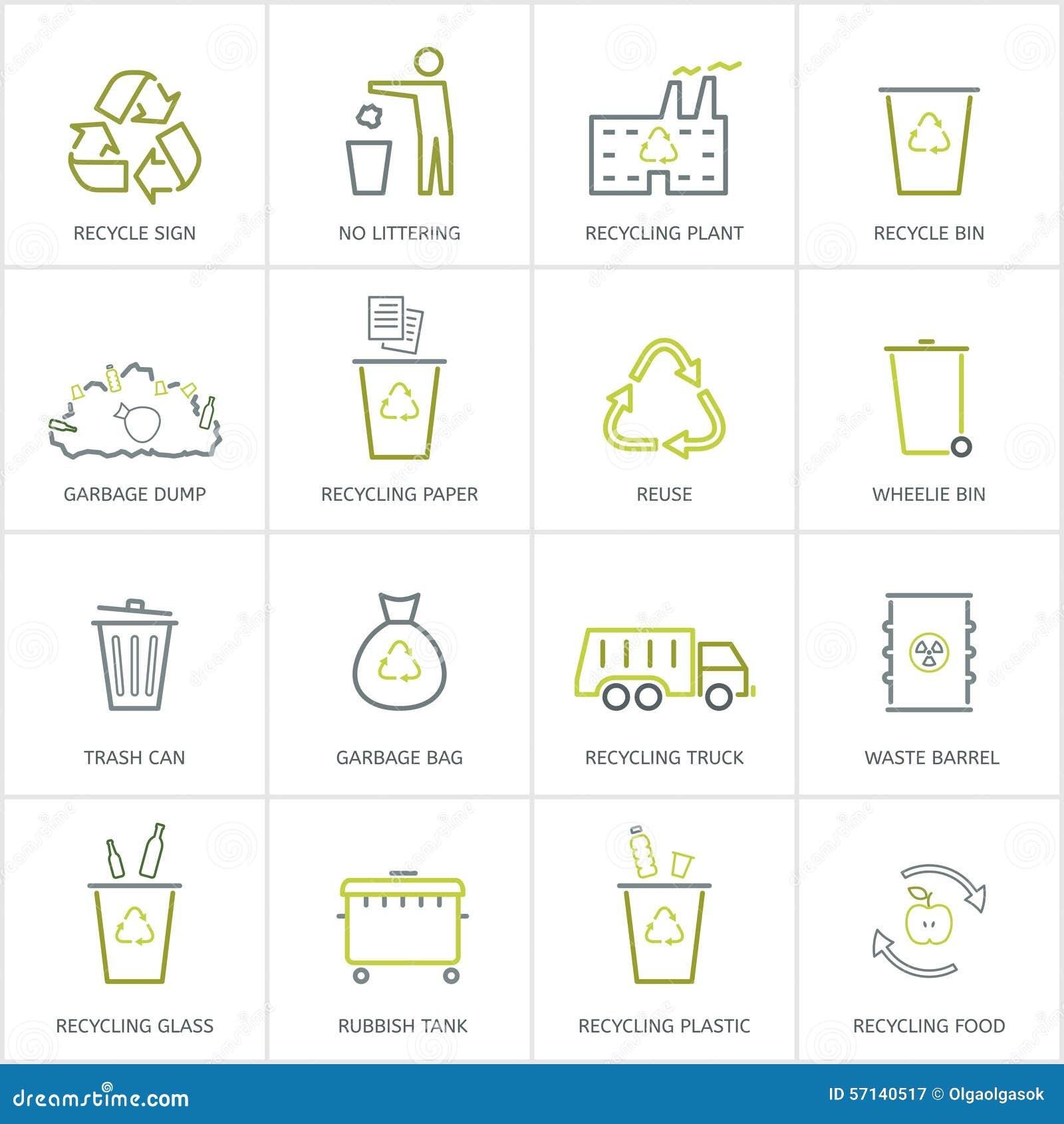Recycling Garbage Icons Set Stock Vector - Illustration of ecology ...