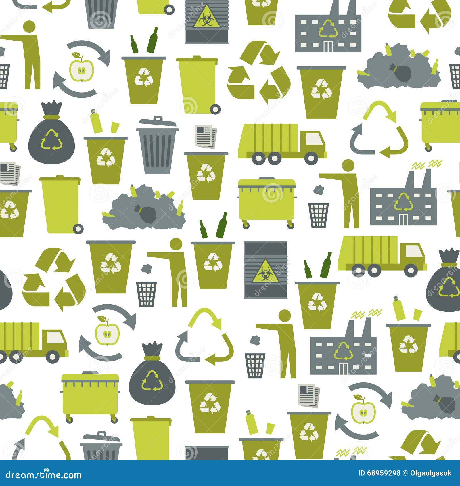 Recycling Garbage Seamless Pattern Stock Vector - Illustration of save ...