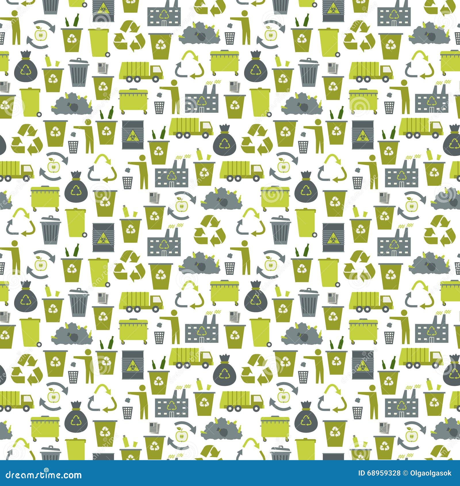 Recycling Garbage Seamless Pattern Stock Vector - Illustration of icon ...