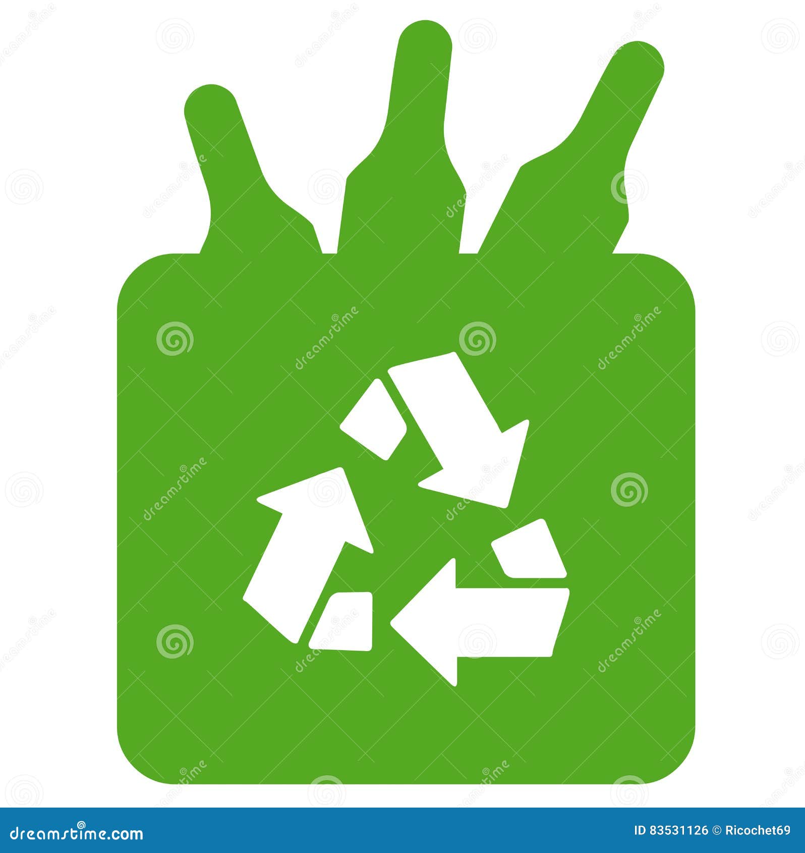 Recycling Glass. Hand Throwing Green Glass Bottle Into A Recycle Bin ...