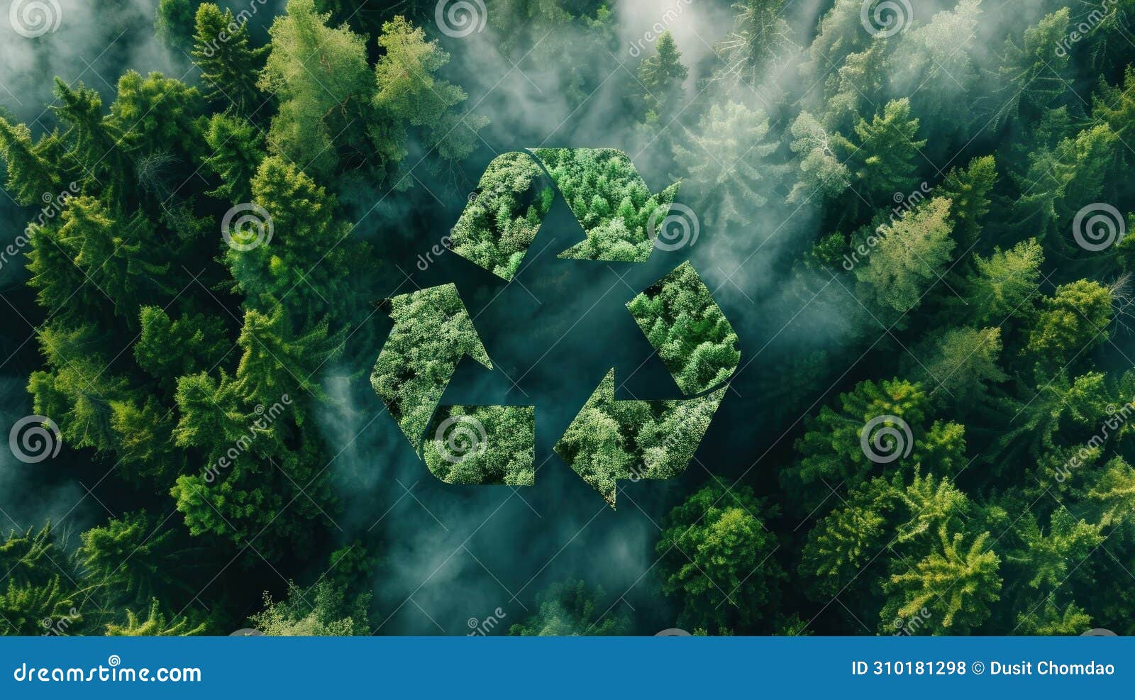 Recycling on a Green Cloud Surrounded by Trees. Generative AI Stock ...