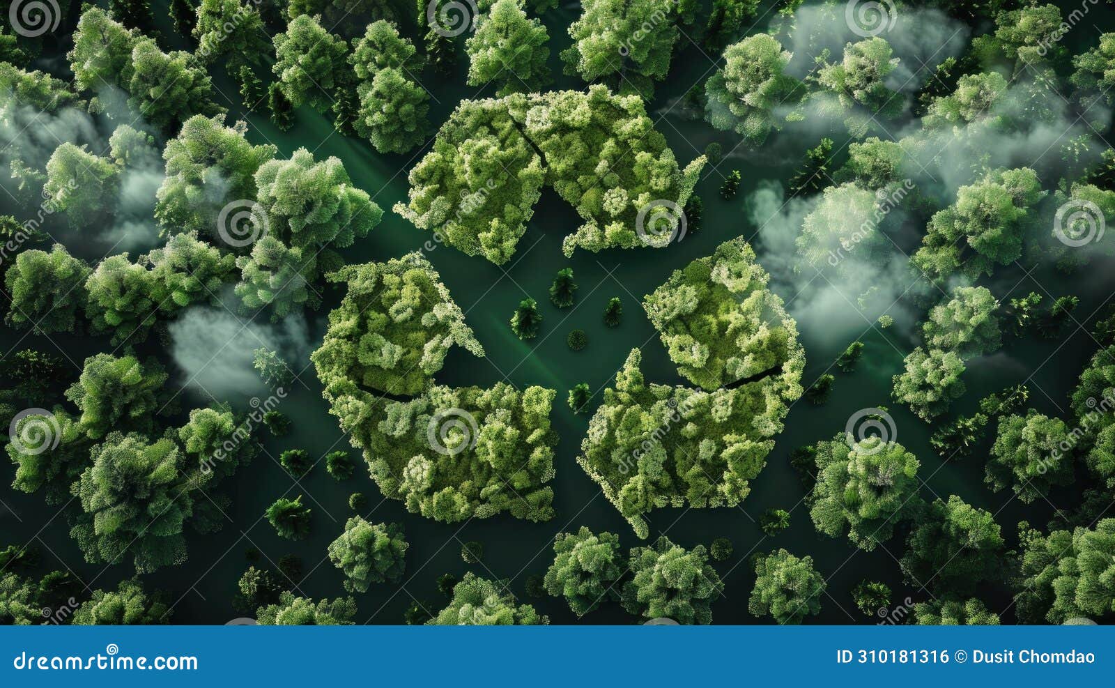Recycling on a Green Cloud Surrounded by Trees. Generative AI Stock ...