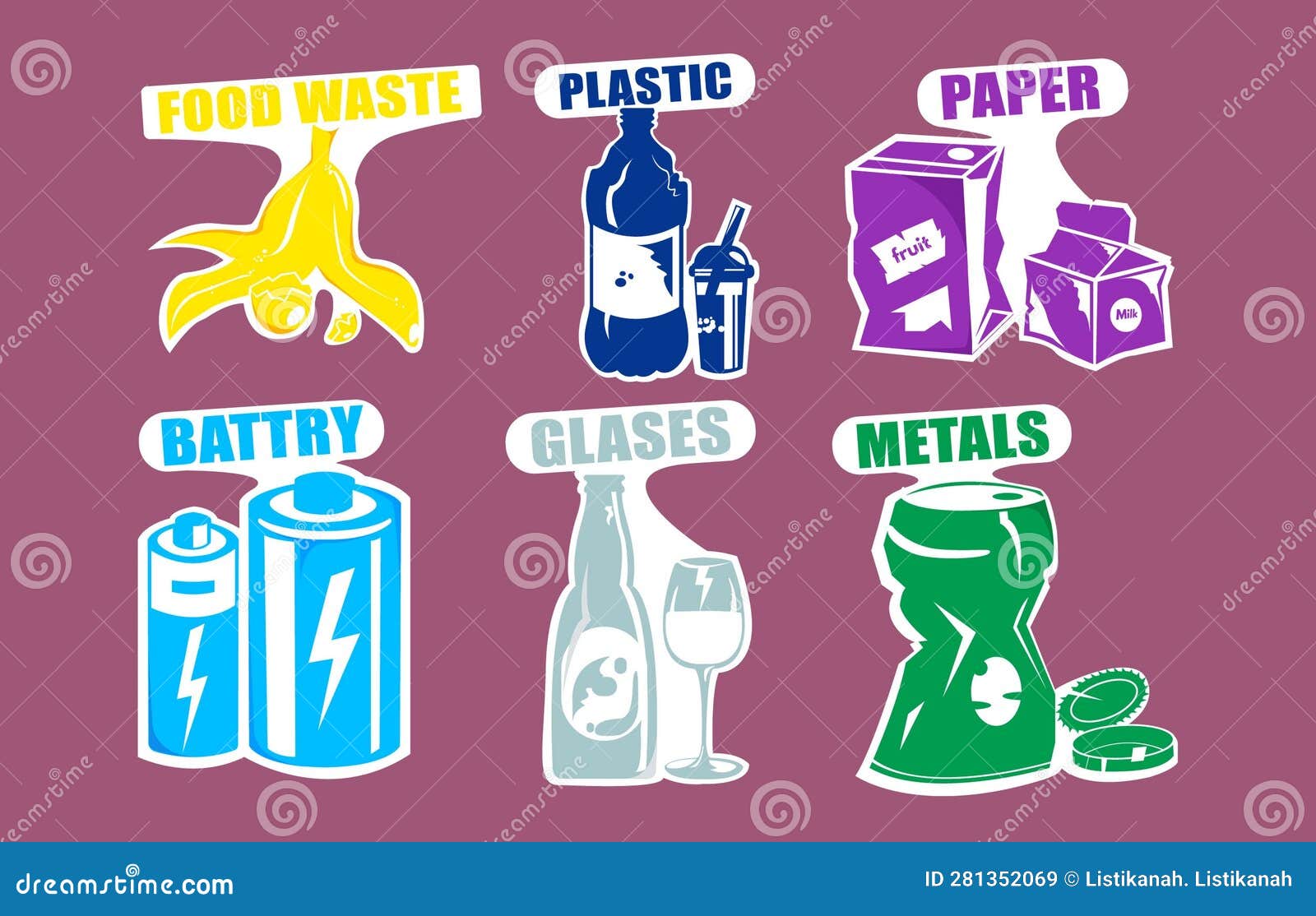 Recycling at Home Sticker Set Collection Design Stock Illustration ...