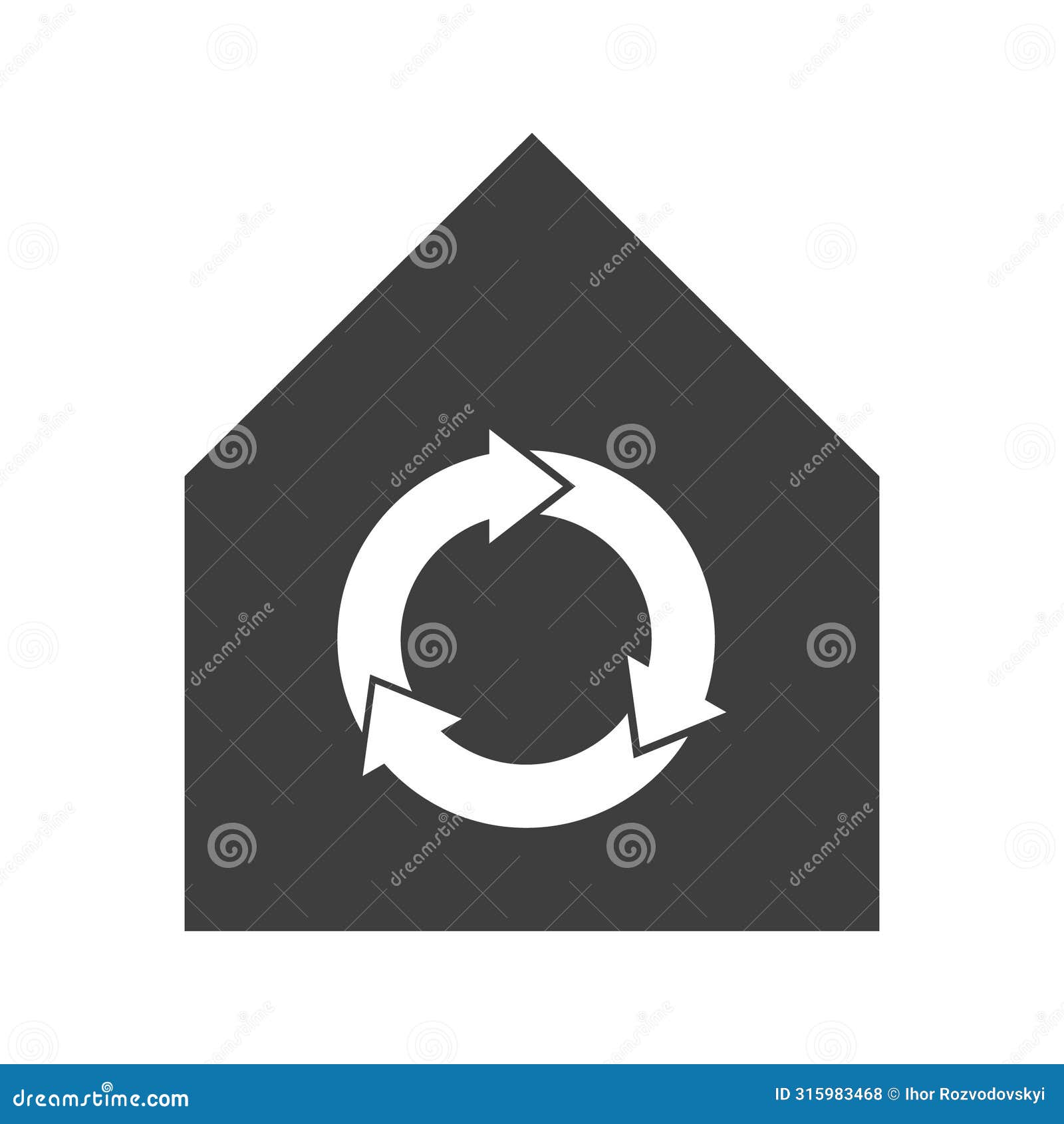 Recycling House Icon on White Background Stock Vector - Illustration of ...