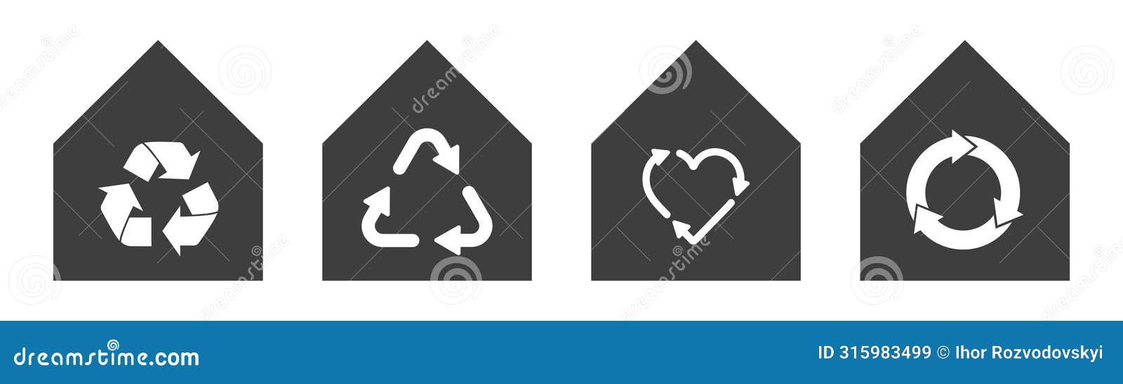 Recycling House Icon on White Background Stock Vector - Illustration of ...
