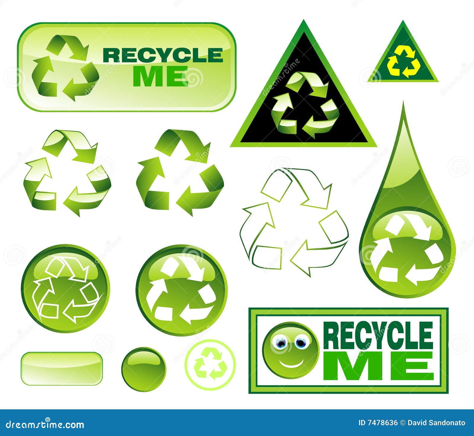 Recycling Icon set stock vector. Illustration of modern - 7478636