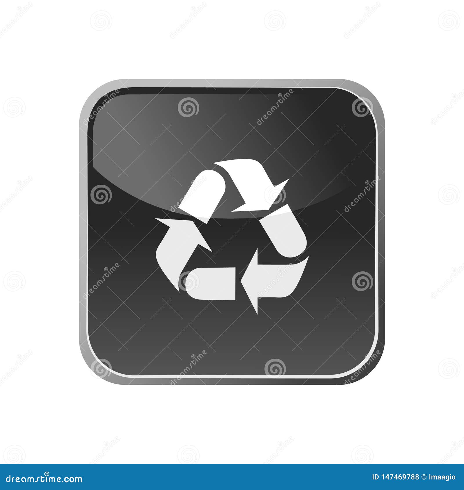 Recycling Icon on a Square Button Stock Vector - Illustration of cycle ...