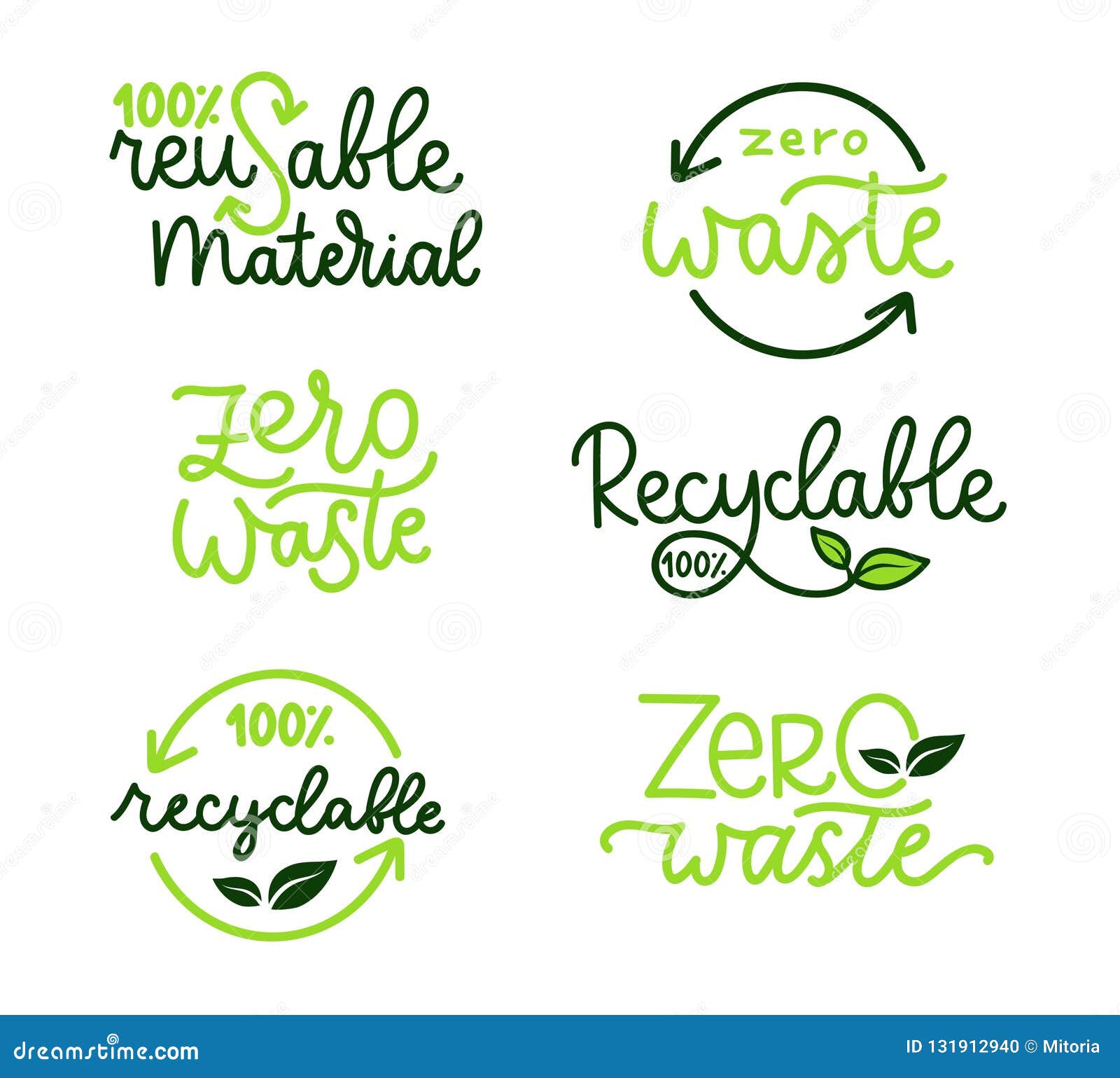 Recycling Labels Set, Recycle Icons And Symbols Vector Illustration ...