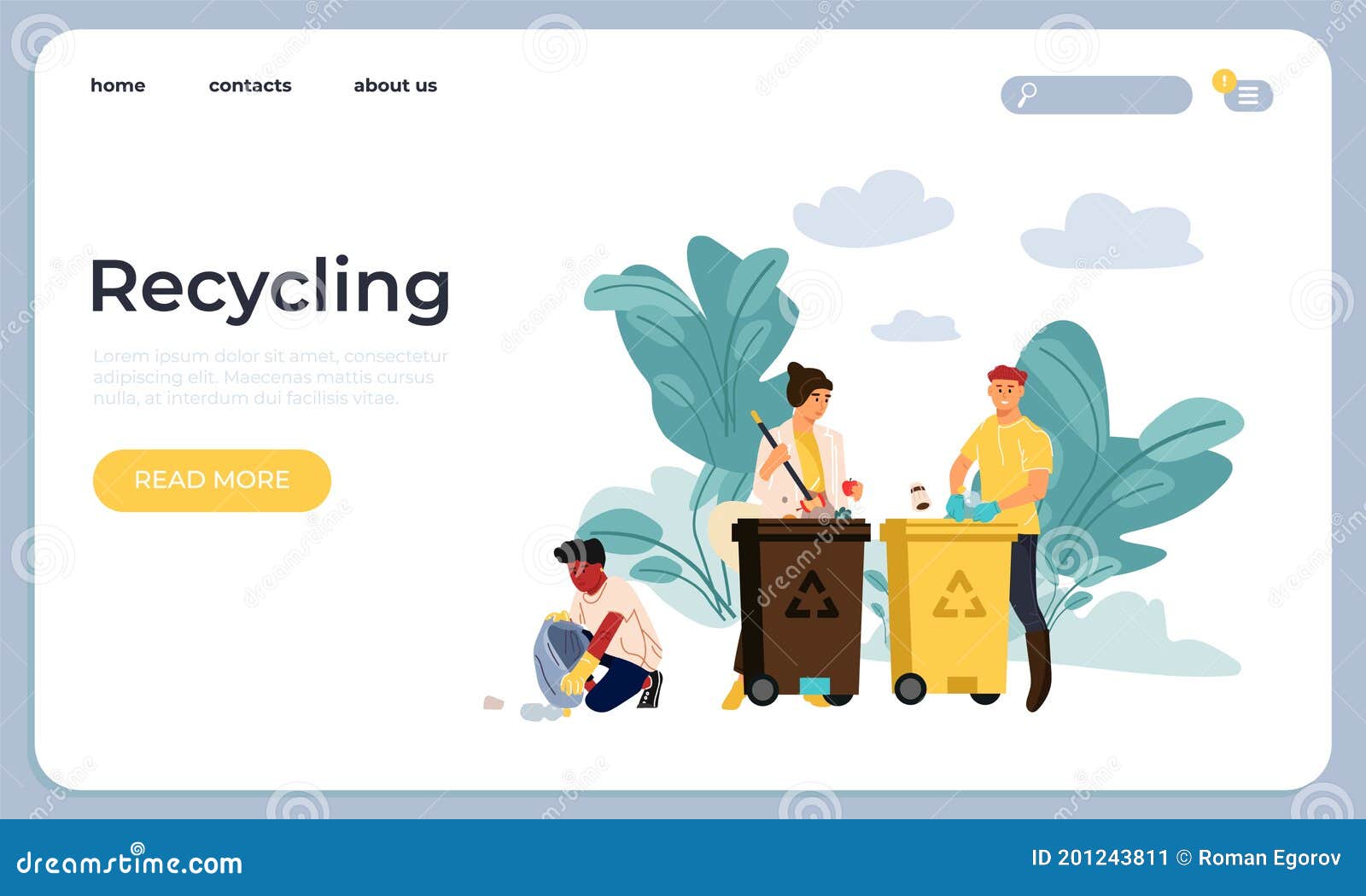 People Sorting Garbage For Recycling Vector Illustration ... People Sorting Garbage For Recycling Vector Illustration ...