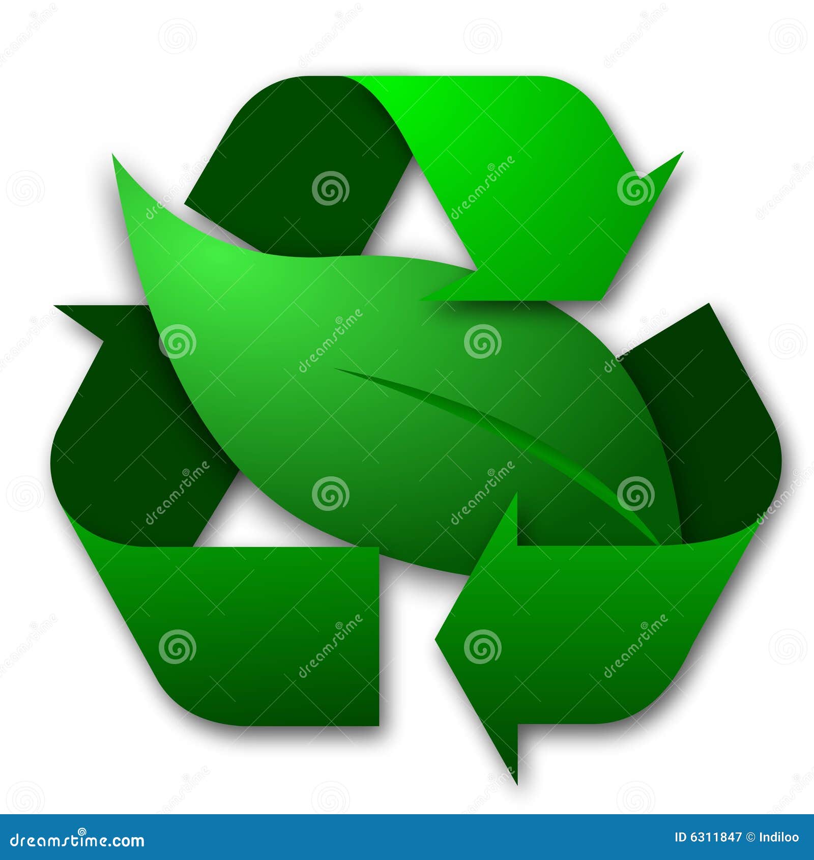 Recycling leaf symbol stock illustration. Illustration of logo - 6311847