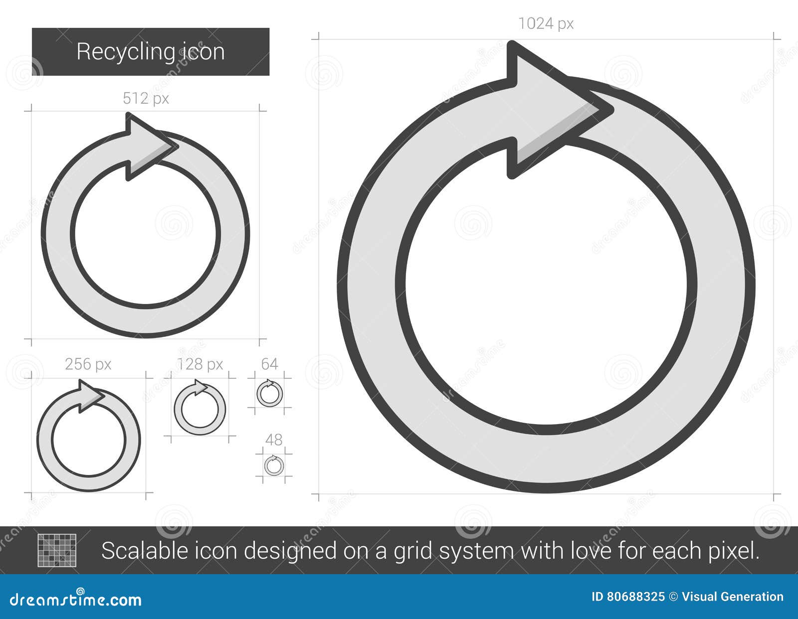 Recycling line icon. stock vector. Illustration of graphic - 80688325