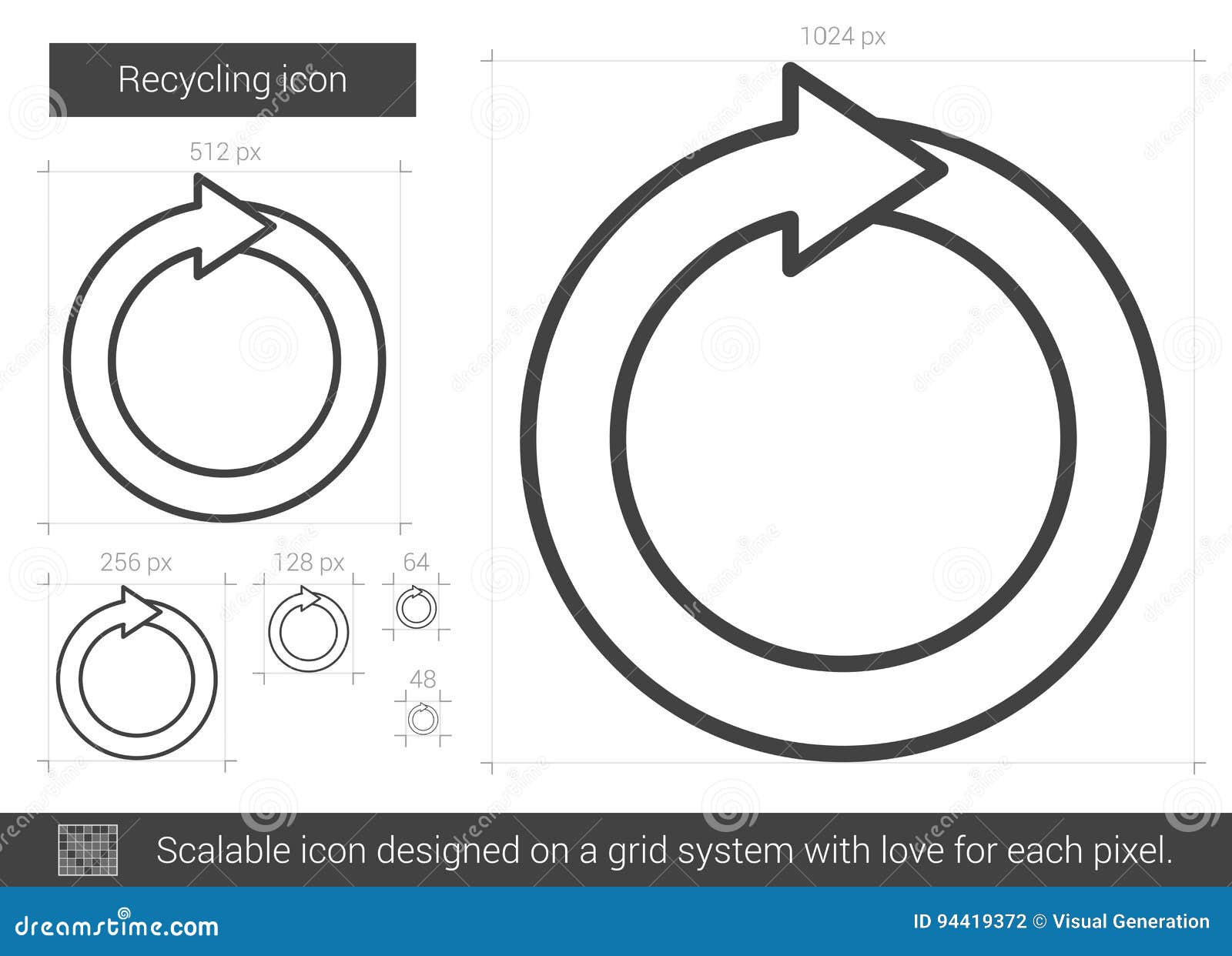 Recycling line icon. stock vector. Illustration of friendly - 94419372