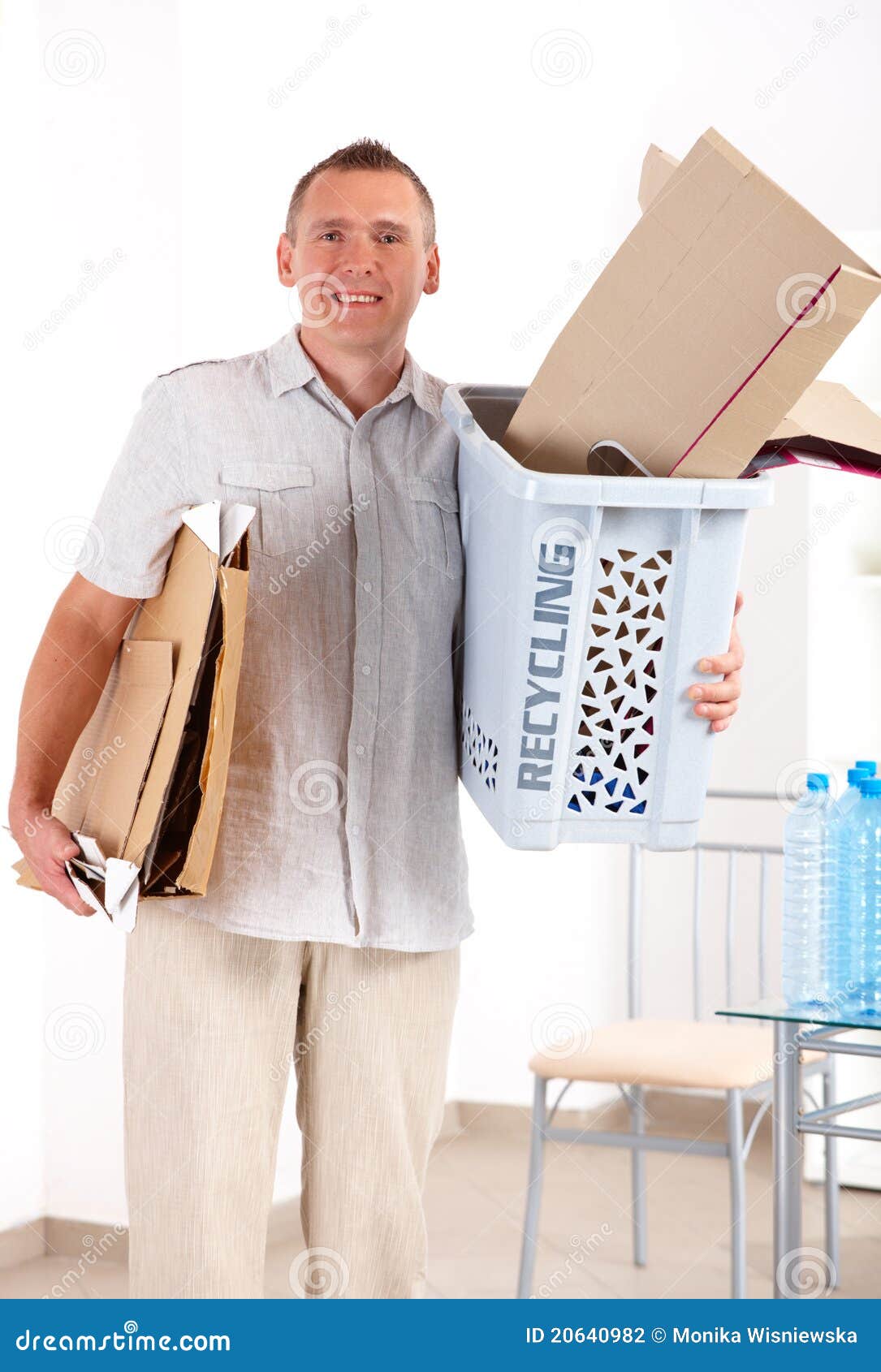 Recycling Man with Paper stock photo. Image of plastic - 20640982