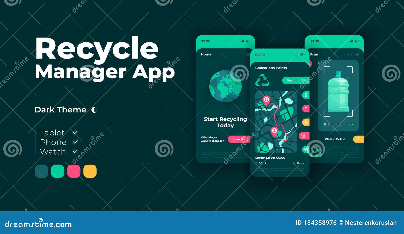 Recycling Management Cartoon Smartphone Interface Vector Templates Set ... Recycling Management Cartoon Smartphone Interface Vector Templates Set ...