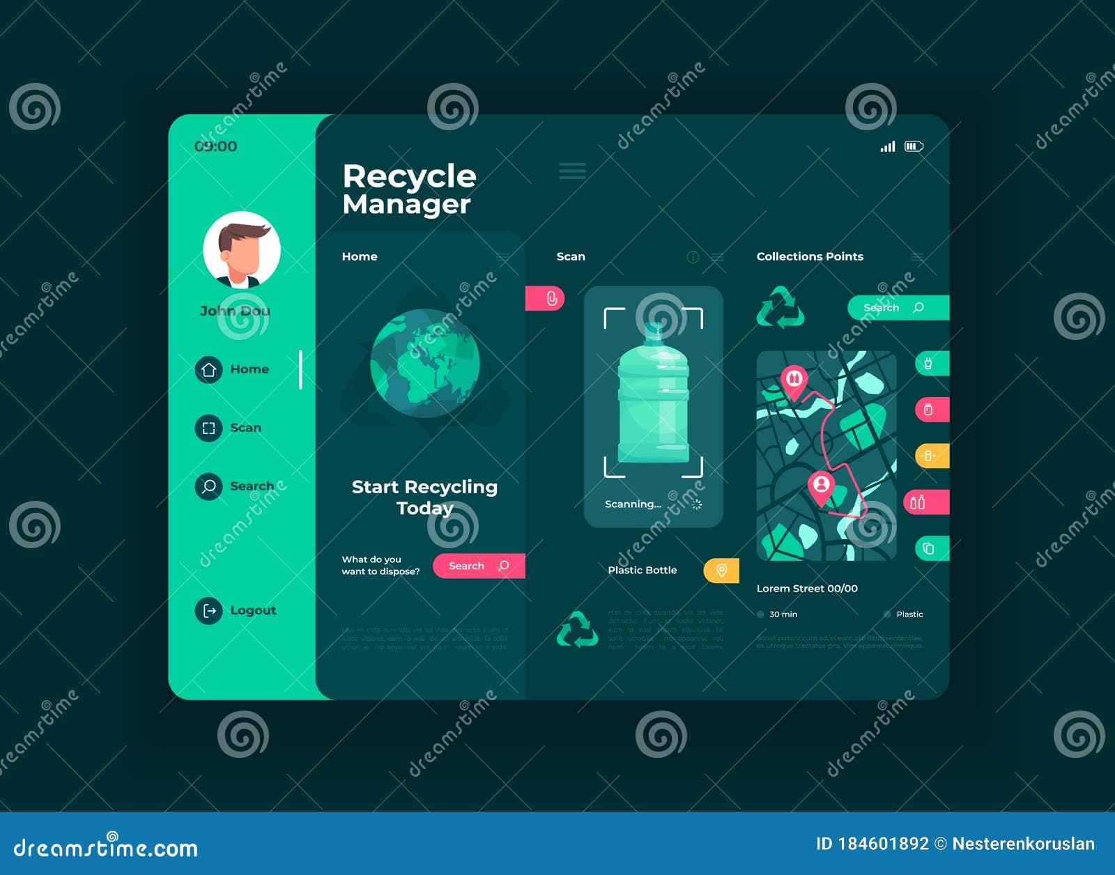 Recycling Manager Tablet Interface Vector Template Stock Vector ...