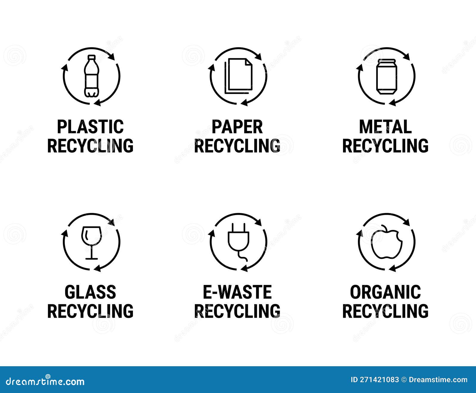 Recycling Materials Types Icon Set Vector Concept Stock Vector ...