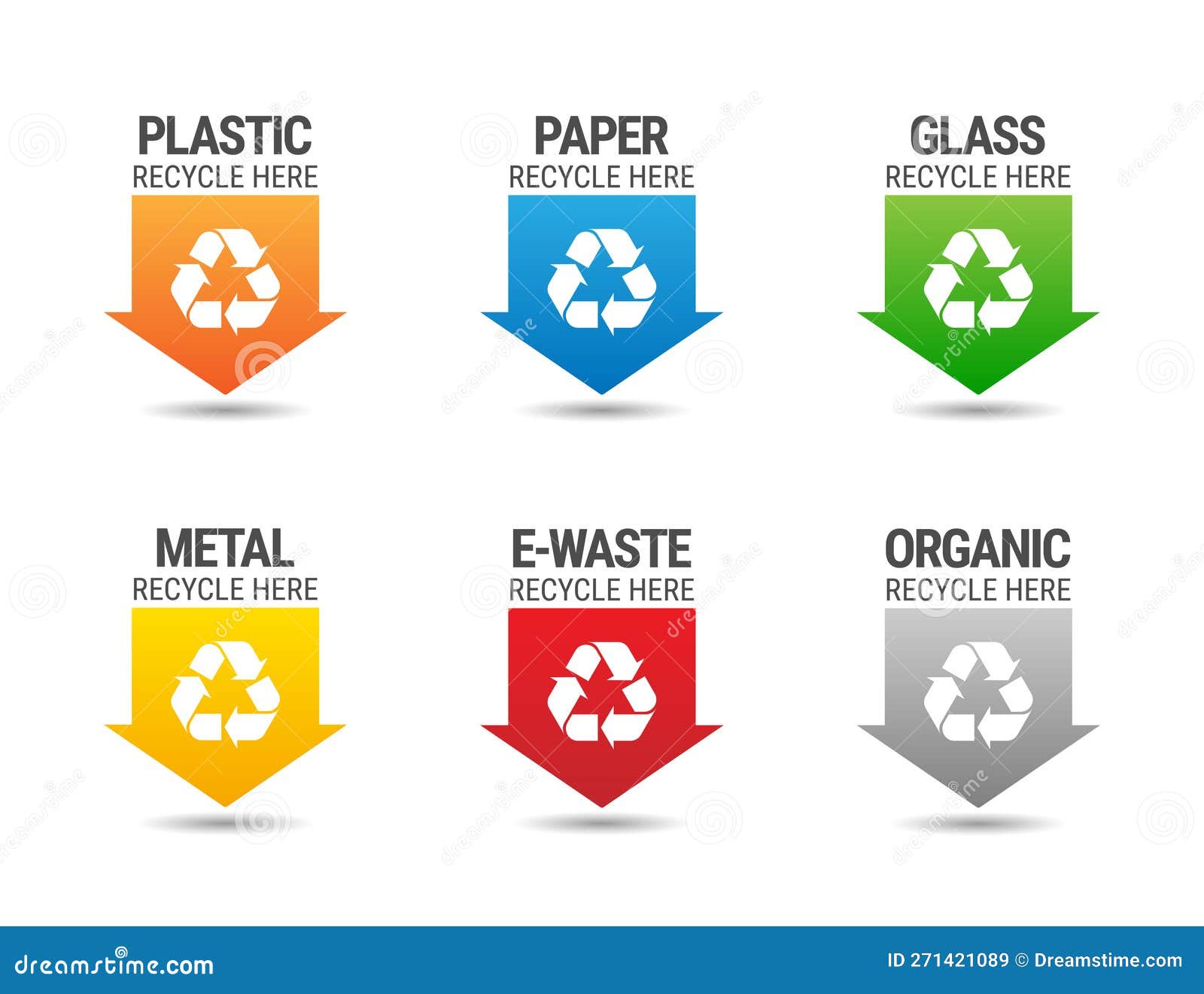 Recycling Materials Types Icon Set Vector Concept Stock Vector ...