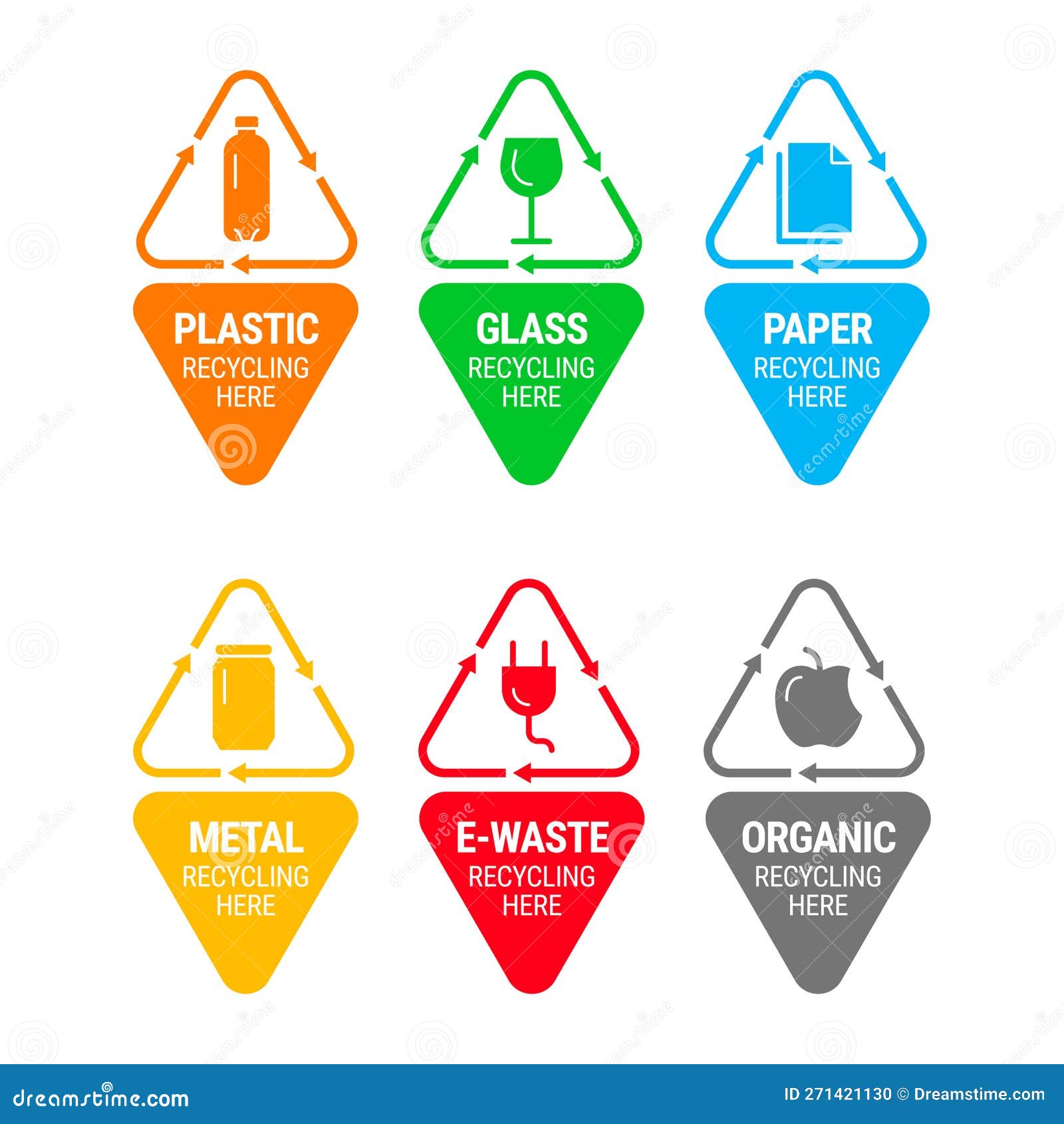 Recycling Materials Types Icon Set Vector Concept Stock Vector ...