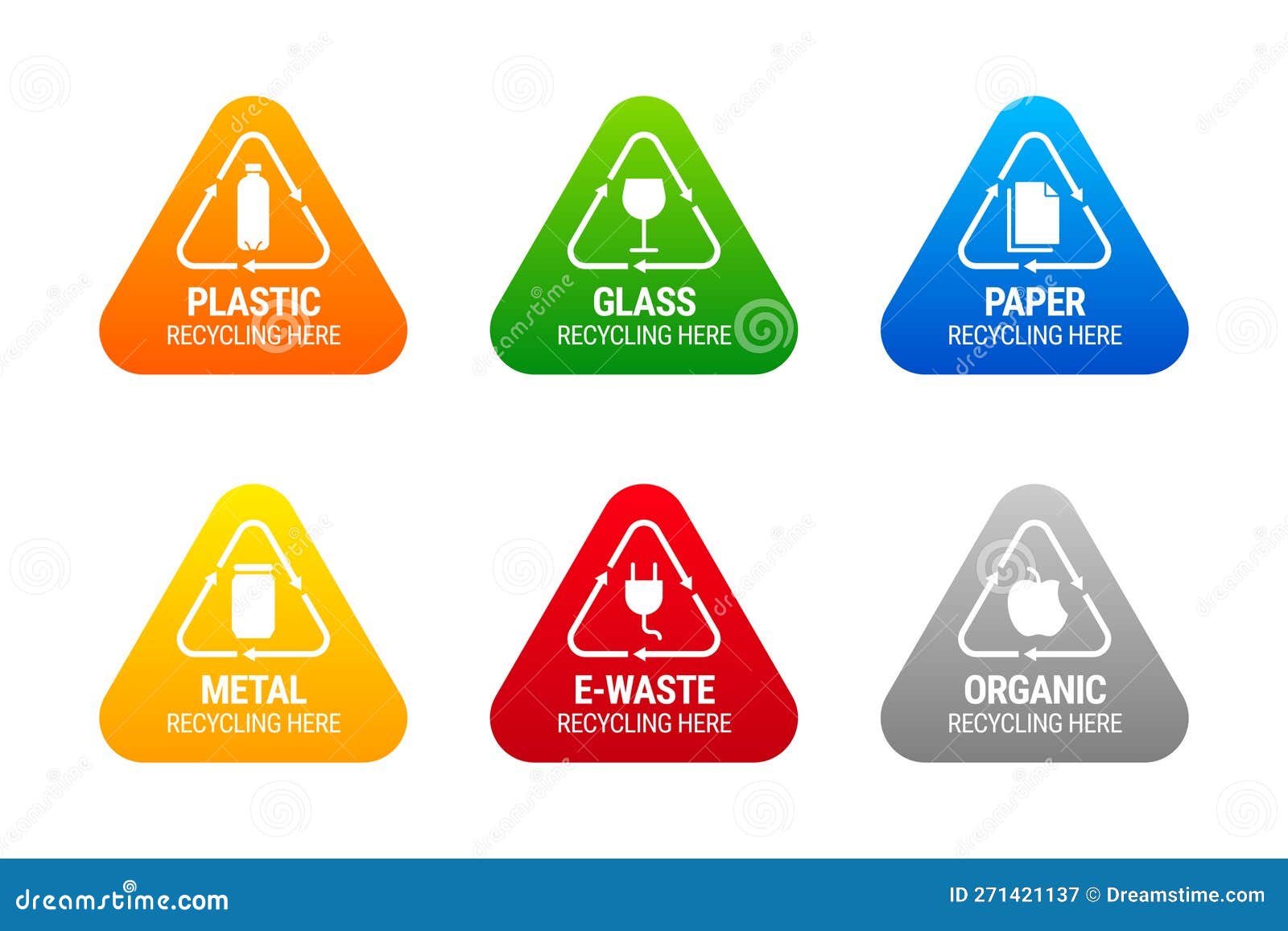 Recycling Materials Types Icon Set Vector Concept Stock Vector ...