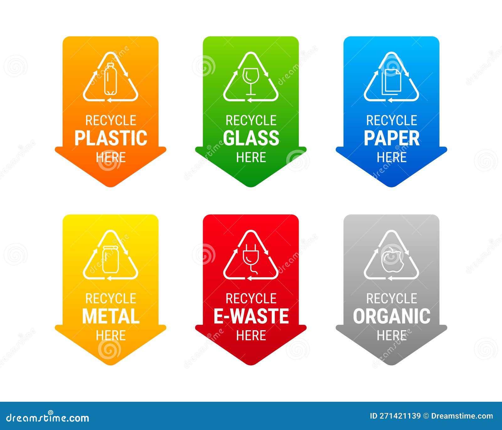 Recycling Materials Types Icon Set Vector Concept Stock Vector ...