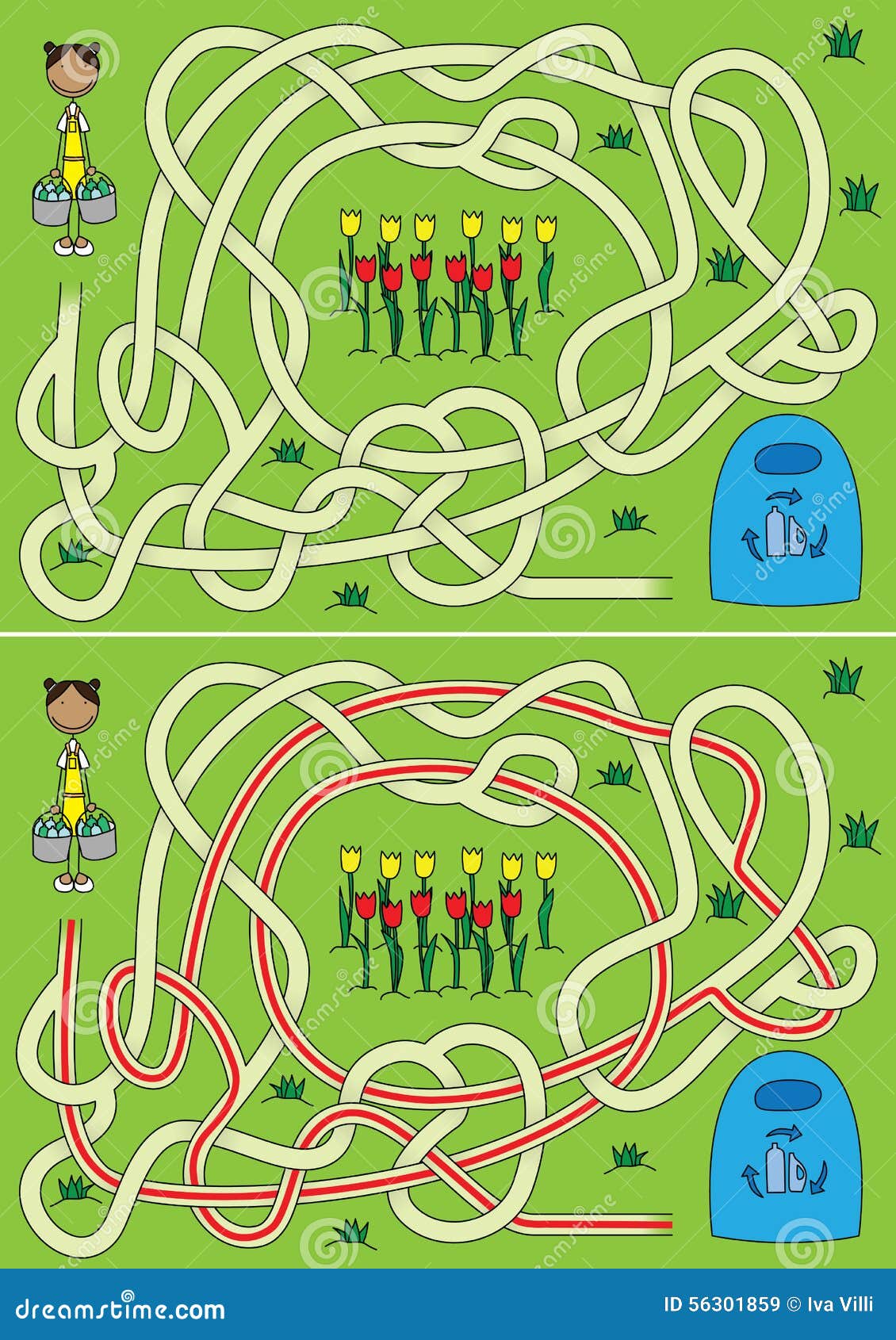 Recycling Maze For Kids With A Solution Vector Illustration ...