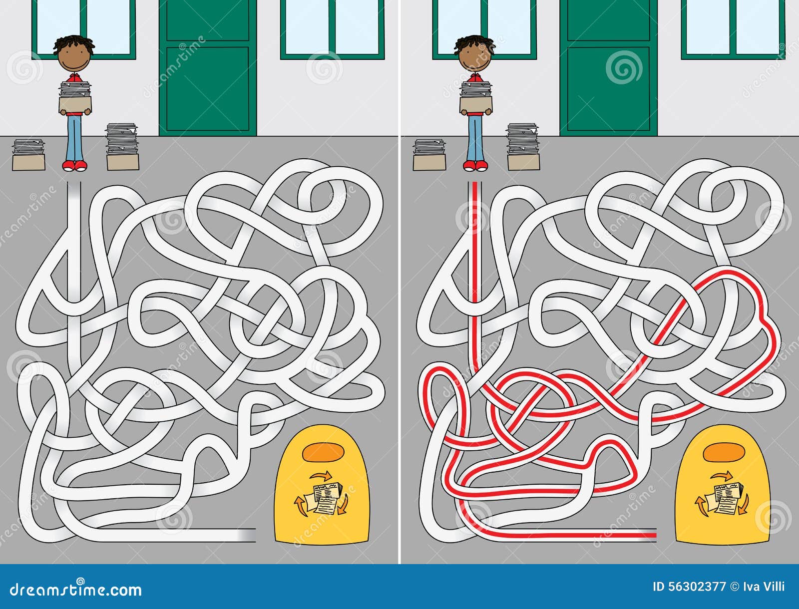 Recycling Maze For Kids With A Solution Vector Illustration ...