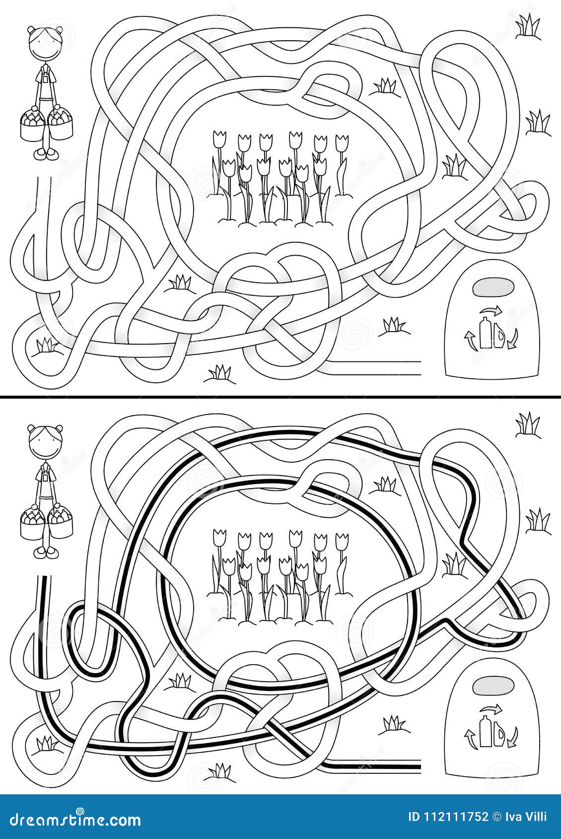 Recycling Maze For Kids With A Solution Vector Illustration ...