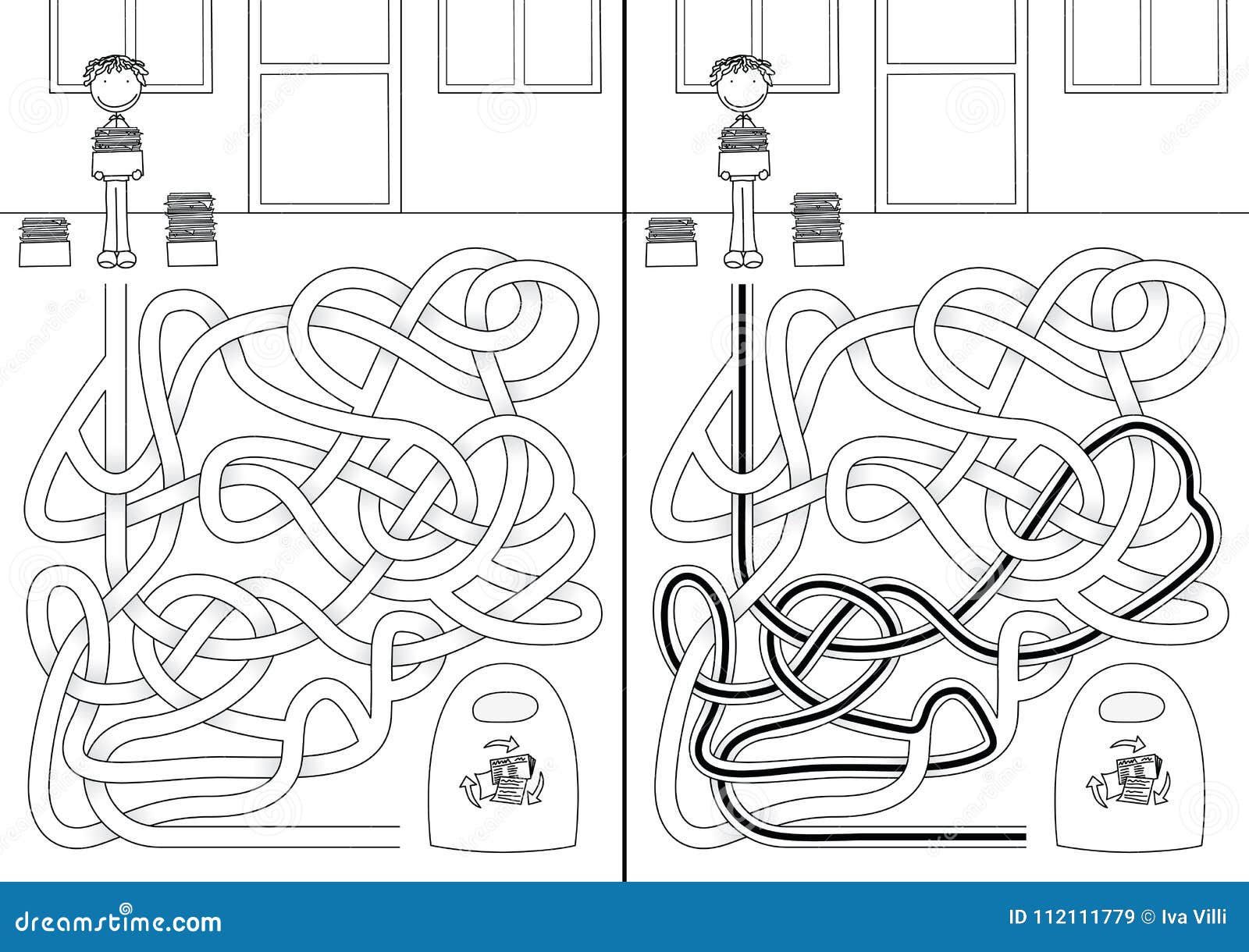 Recycling Maze For Kids With A Solution Vector Illustration ...