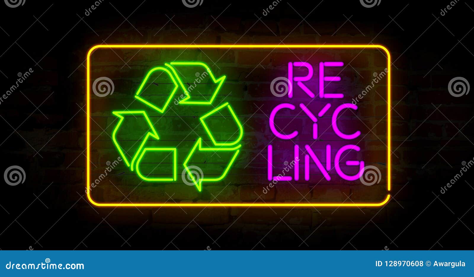 Recycling neon stock illustration. Illustration of business - 128970608