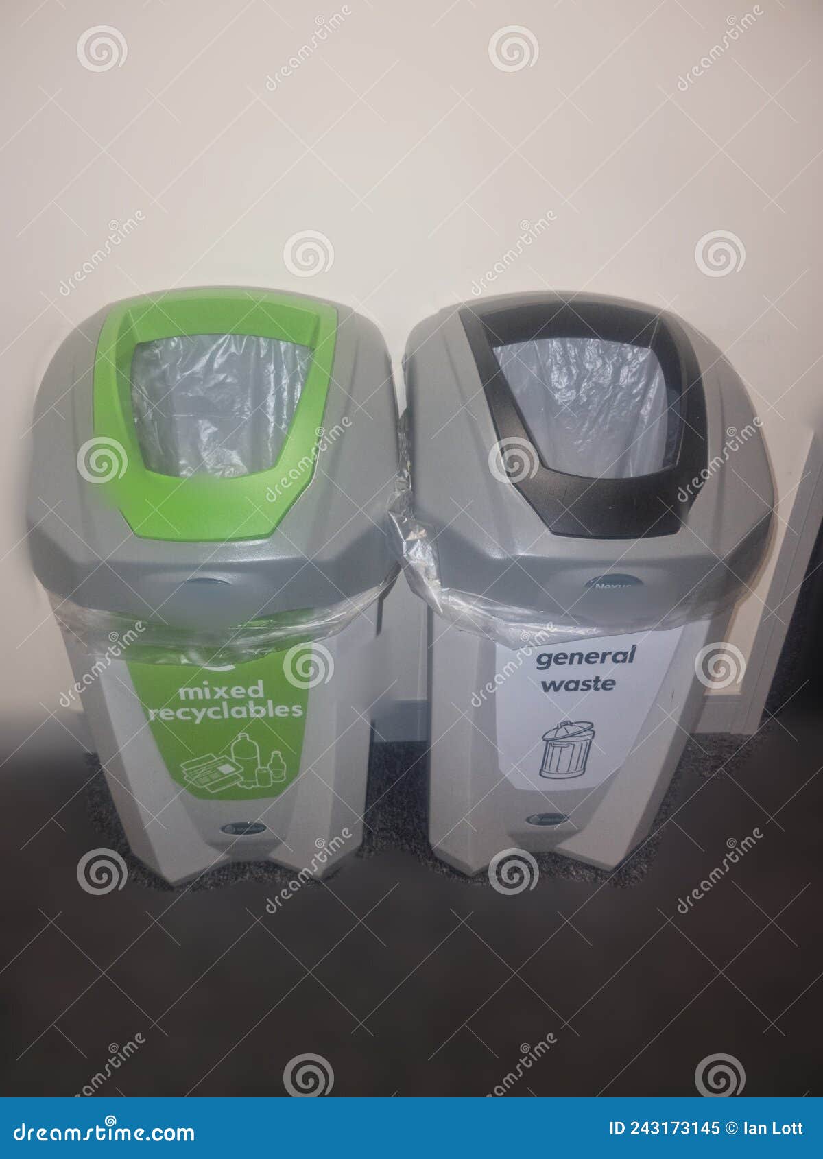 Recycling and Non Recycling Bins Stock Image - Image of environment ...