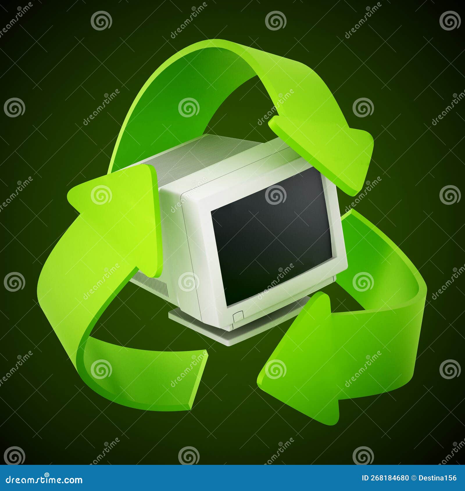 Recycling Old Computer Equipment Concept. 3D Illustration Stock ...
