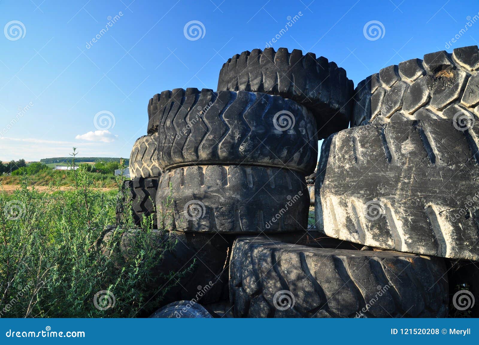 Used tires in stack stock photo. Image of nature, rubber - 121520208
