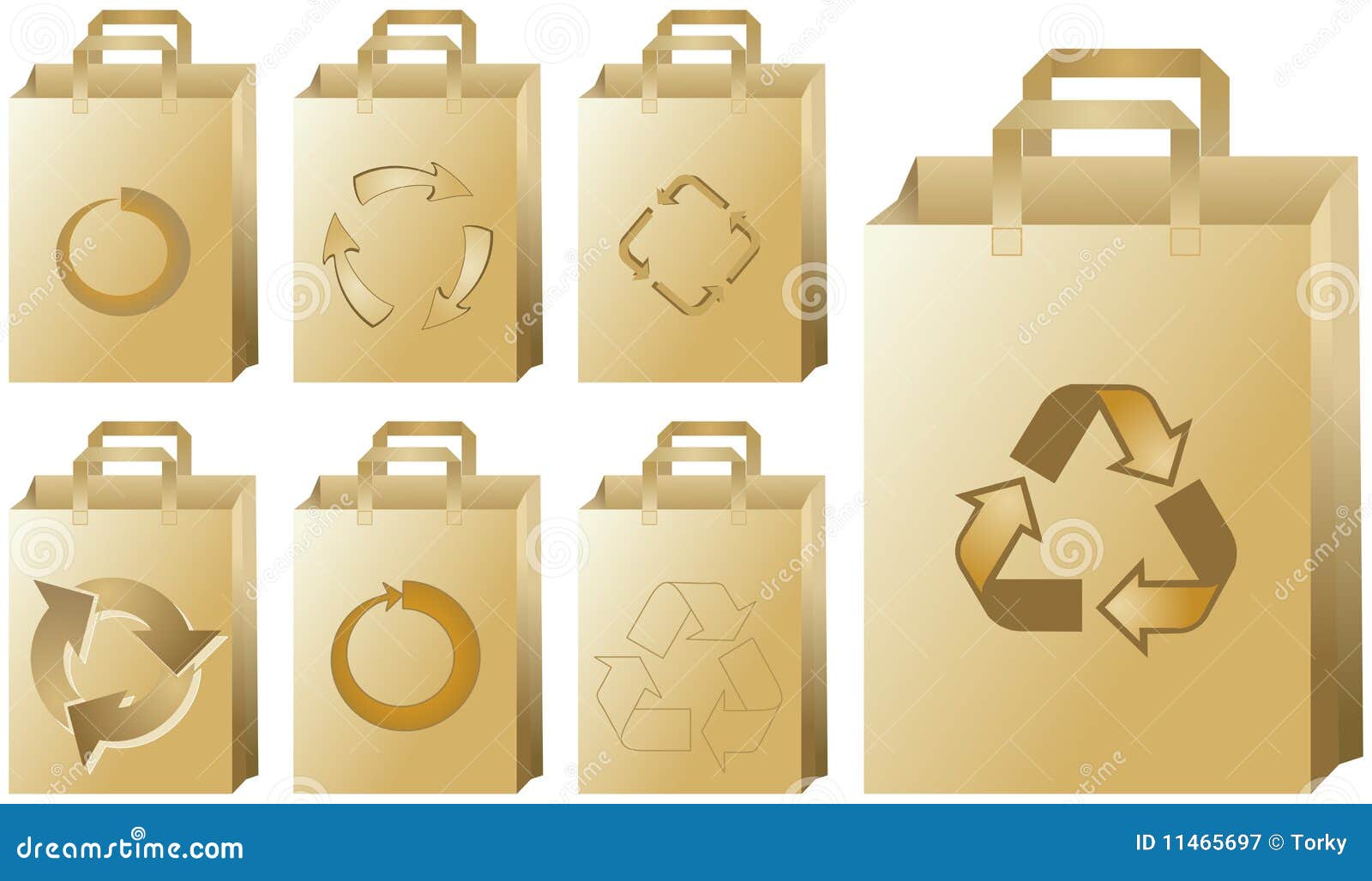 Recycling paper bags stock vector. Illustration of brown - 11465697