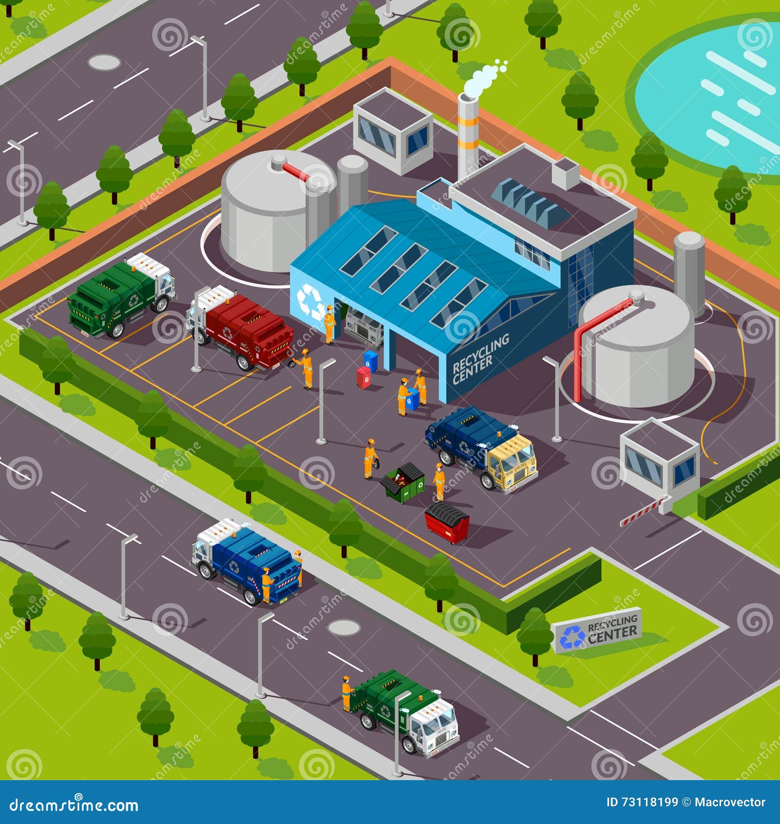 Recycling Plant For Old Broken Metal Things. Character In Uniform Is ...