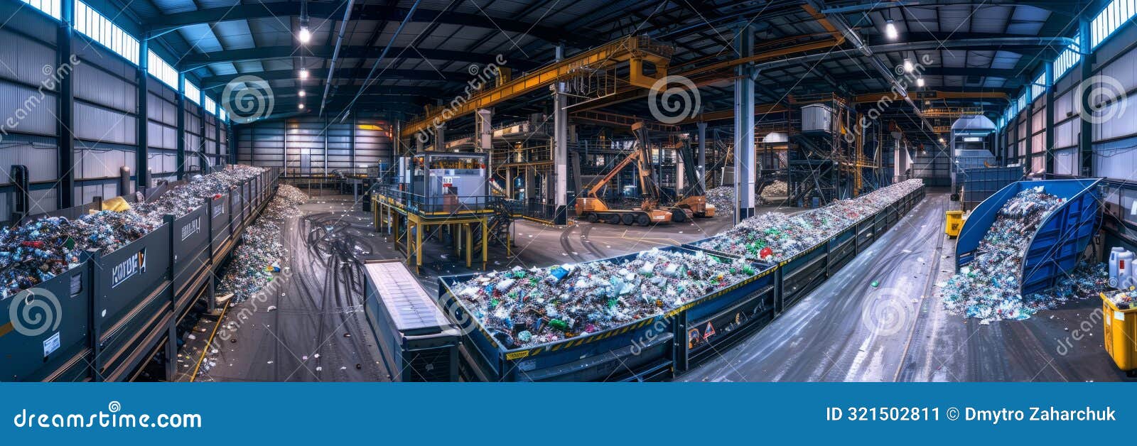 A Recycling Plant with Sorting Lines and Compactors, Showcasing the ...