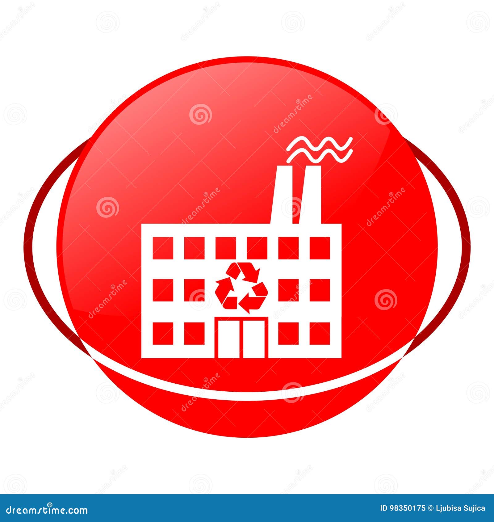 Recycling Plant Vector Illustration, Red Icon Stock Vector ...