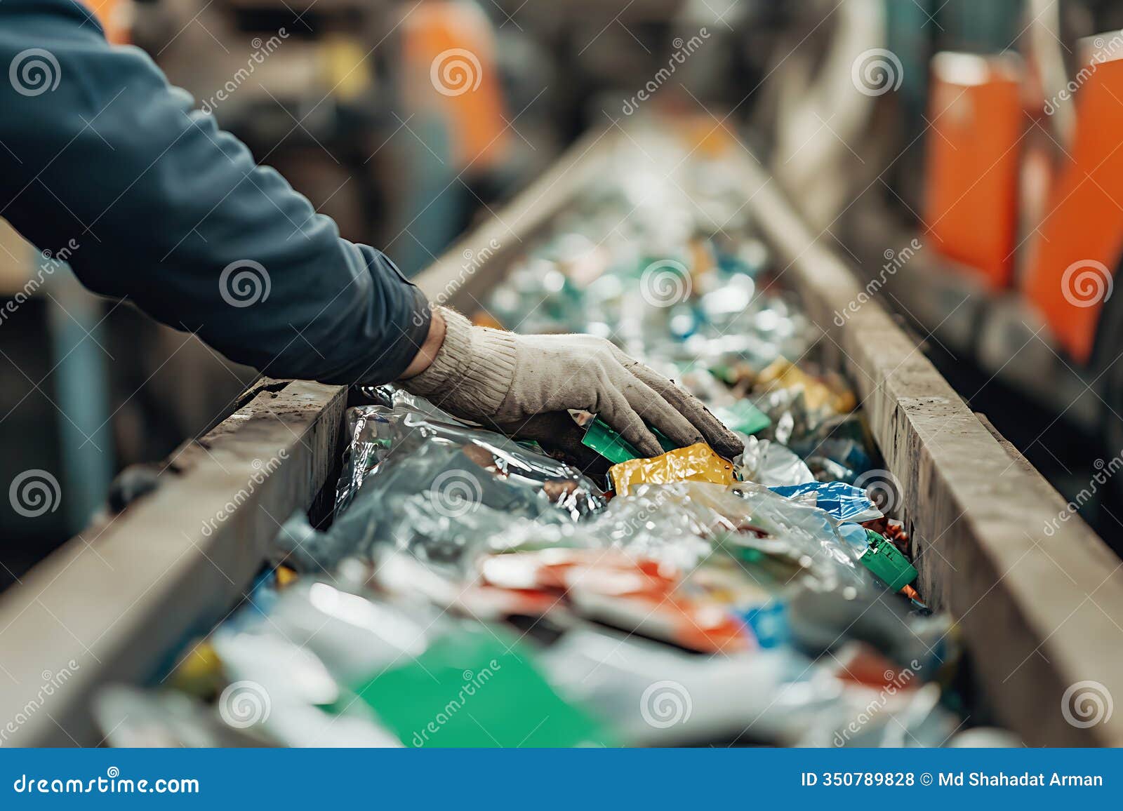 Recycling Plant Worker Sorting Plastic Bottles Stock Illustration ...