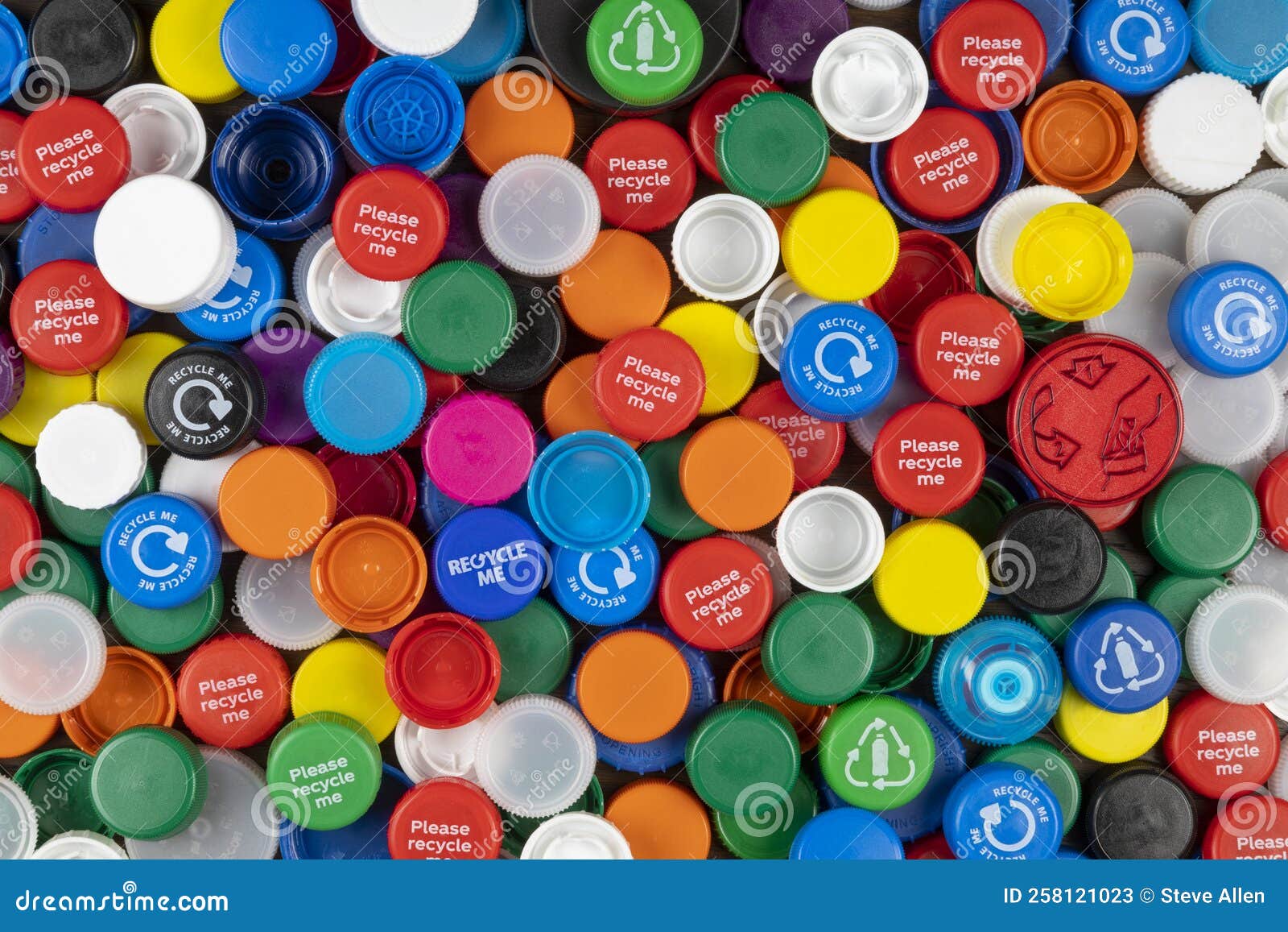 Recycling - Plastc Bottle Caps Stock Image - Image of recycling, waste ...