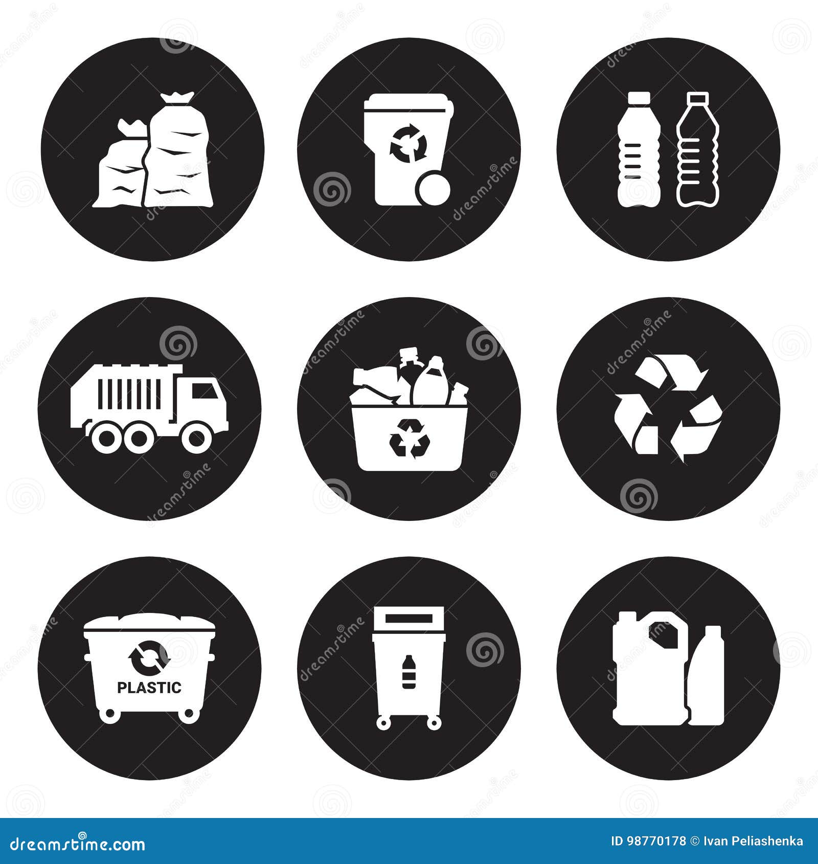 Recycling Plastic Icons Set Stock Illustration - Illustration of ...