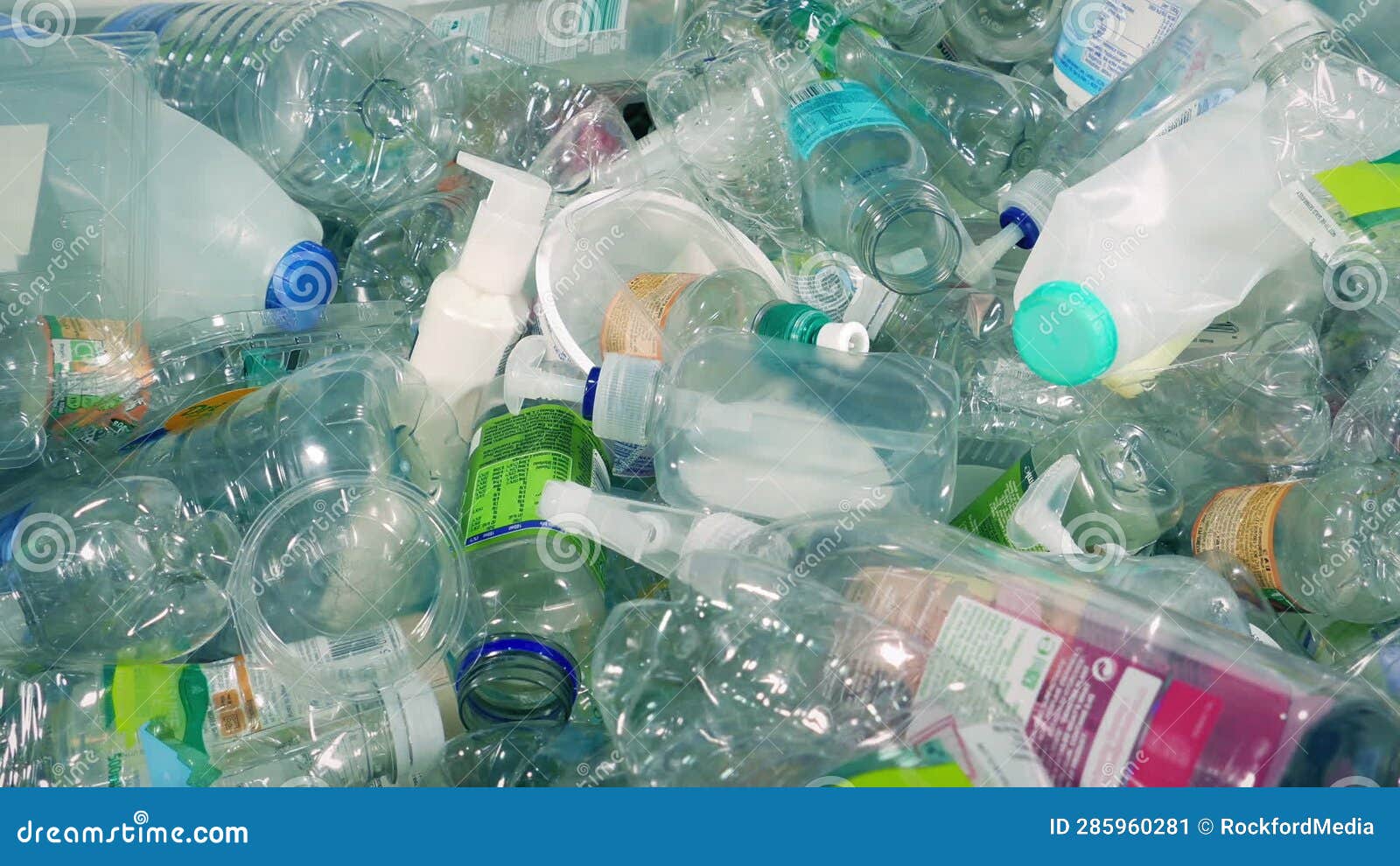 Recycling Plastic - Mixed Packaging and Bottles Stock Video - Video of ...