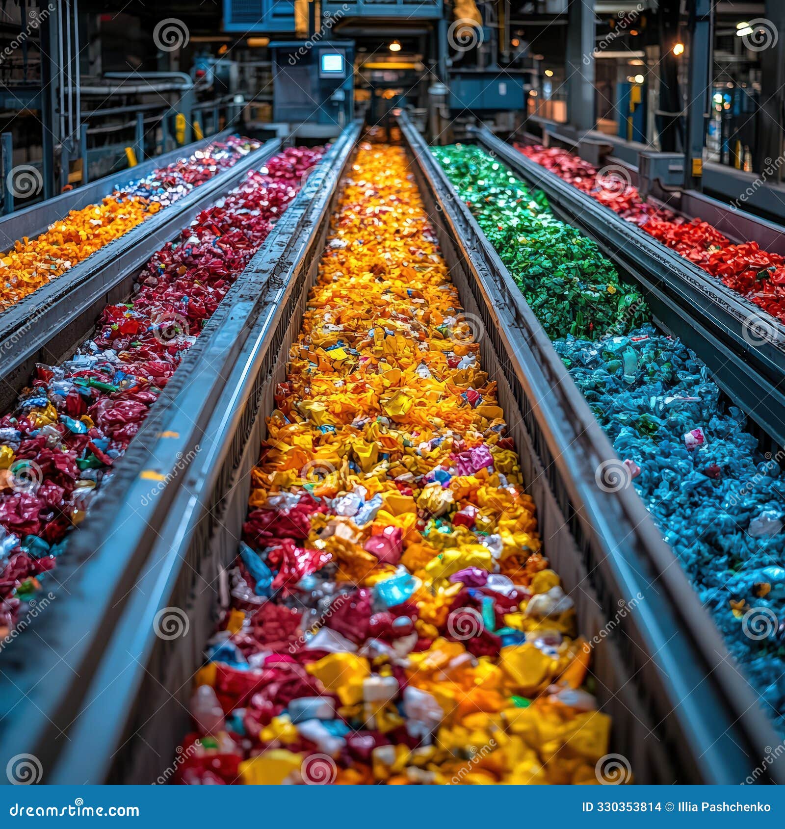 A Plastic Recycling Process on a Factory Stock Illustration ...