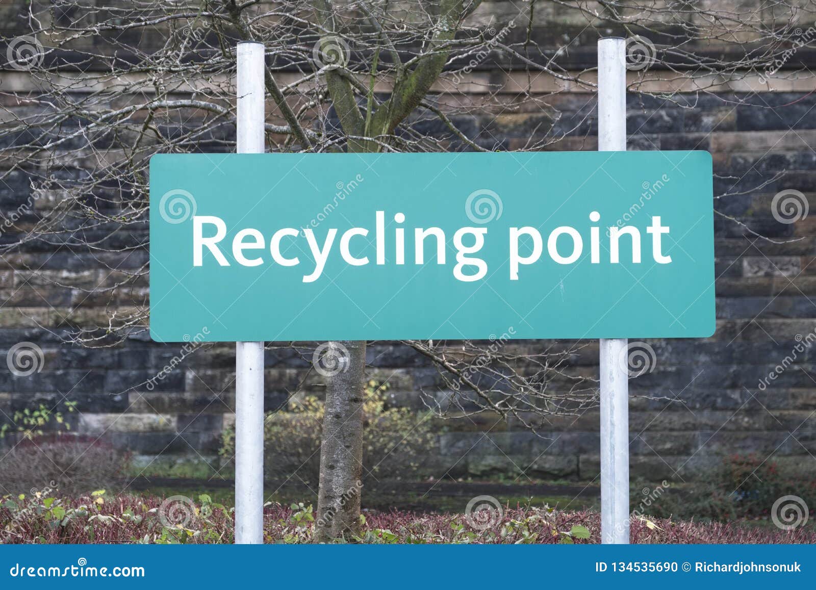 Recycling Point Sign at Skip Bin Rubbish Stock Photo - Image of empty ...