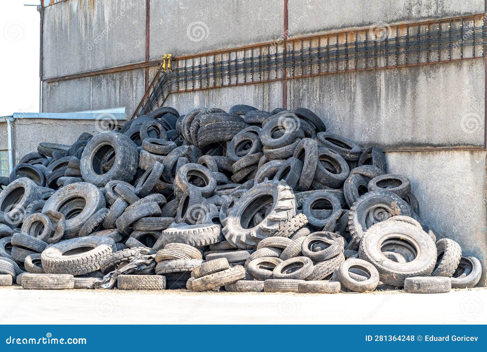 Warehouse of Used Tires, Recycling and Processing. Stock Photo - Image ...