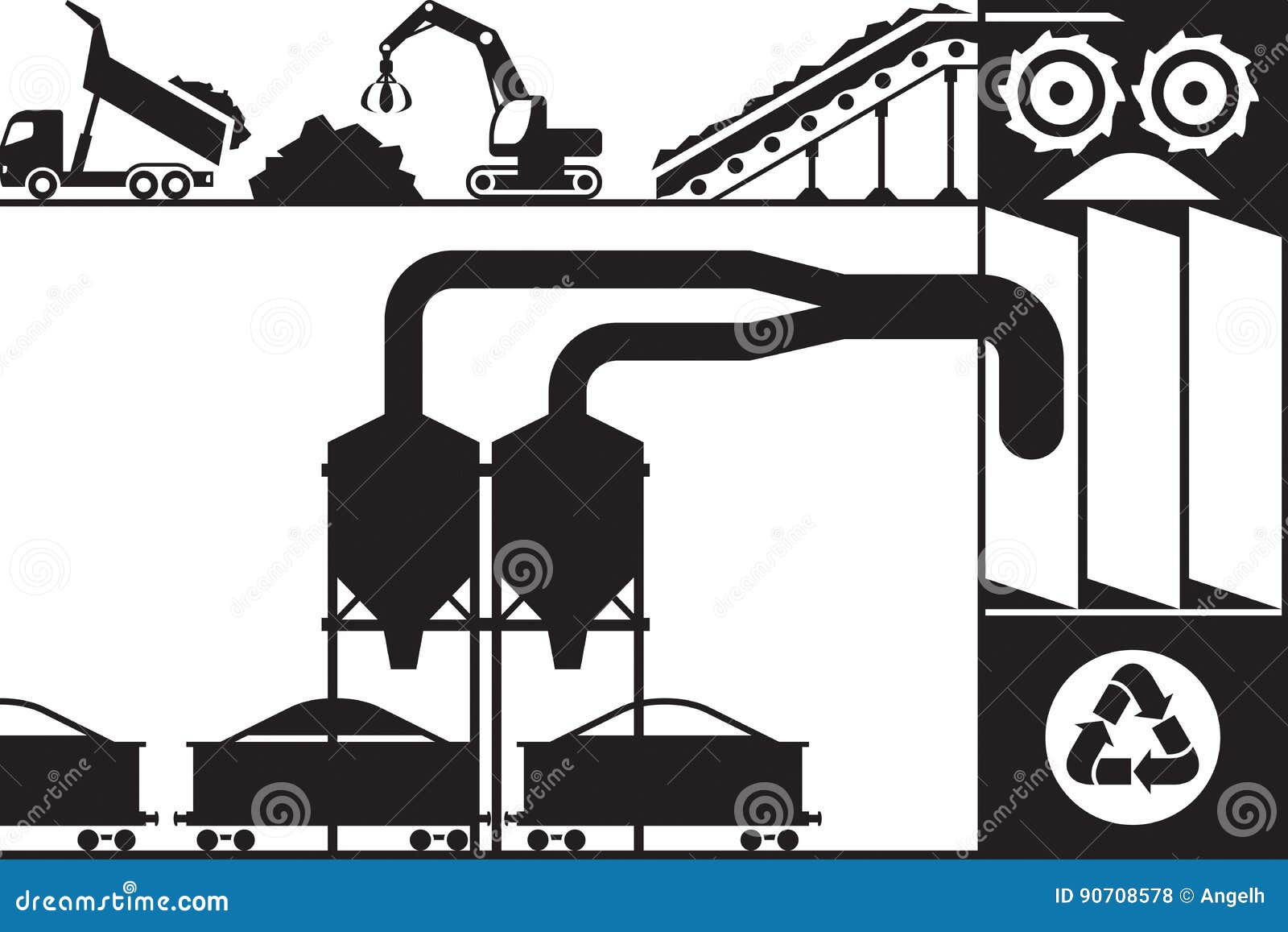 Recycling and Processing of Scrap Metal Stock Vector - Illustration of ...