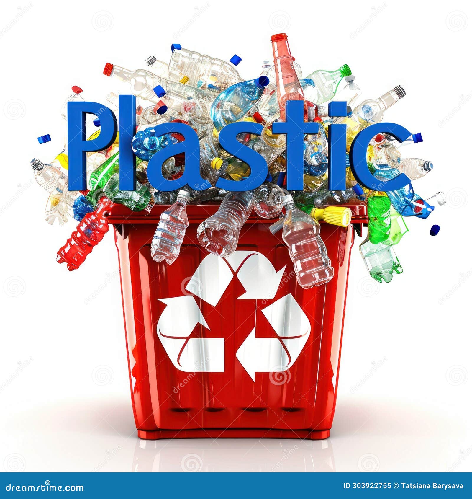 Recycling Red Bin Full of Plastic Waste, Separate Waste Collection ...