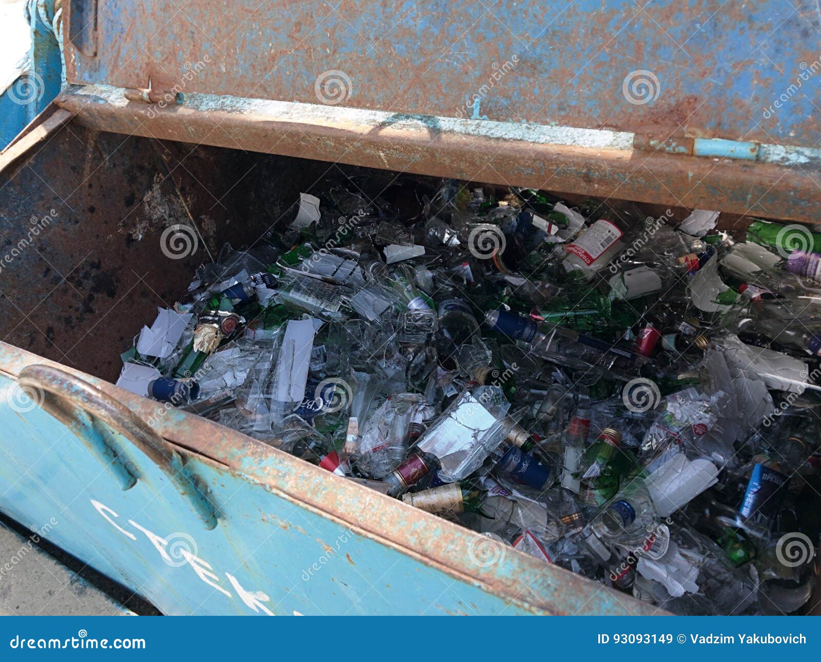 Recycling of Secondary Waste. Glass Bottles, Broken for Processing ...
